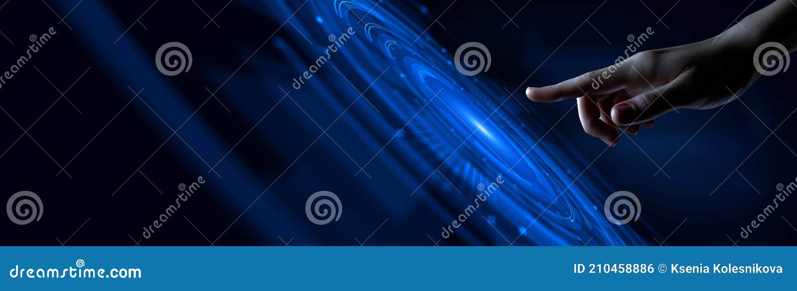 Human Hand Pressing on Virtual Digital Screen Stock Photo - Image of ...