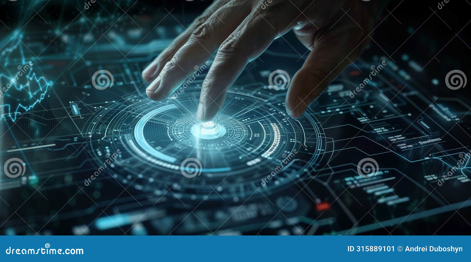 Human Hand Pressing on the White Button in Sensory Screen Stock ...