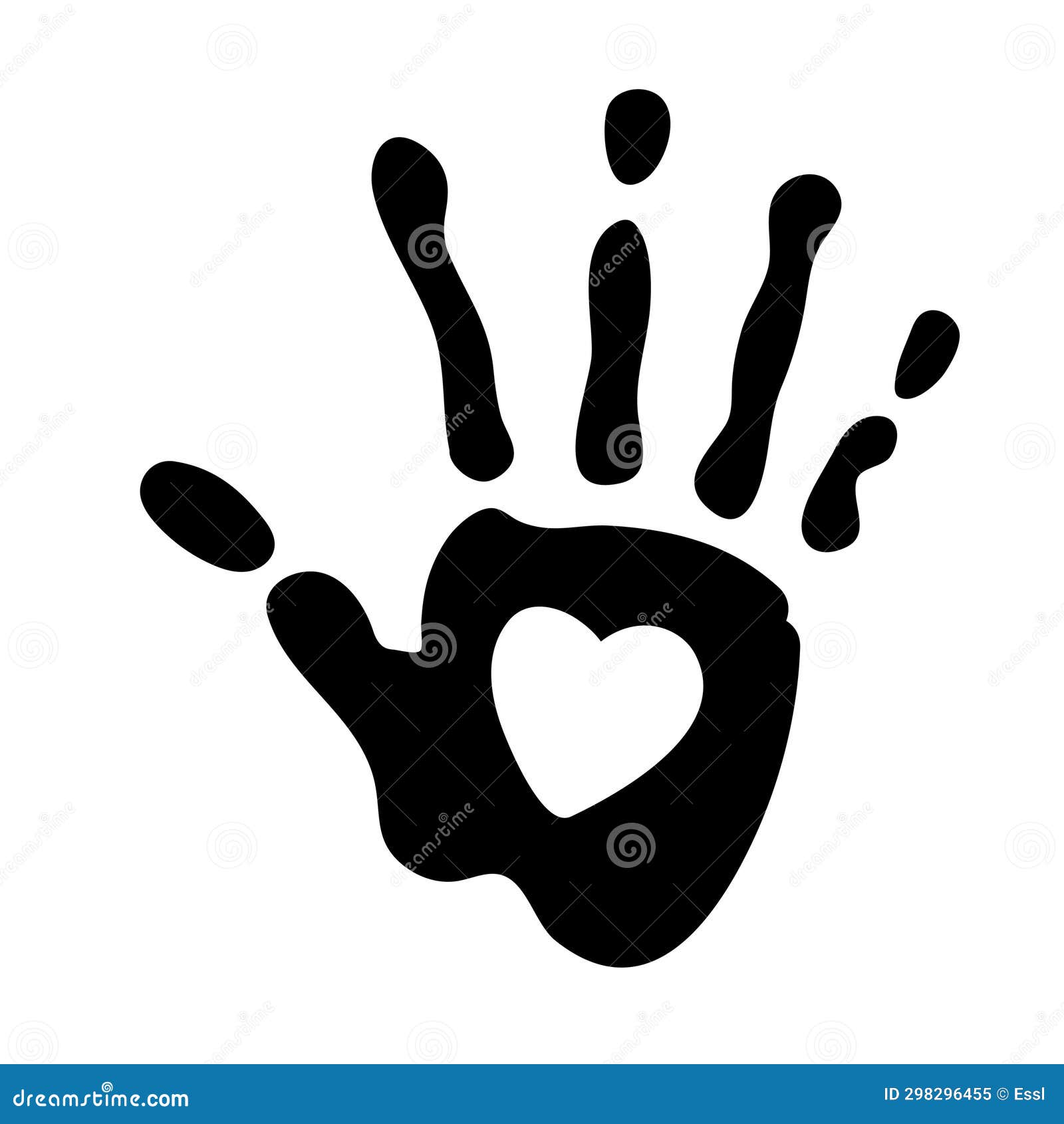 Human Hand Print with Heart Empty Icon. Black and White Vector ...