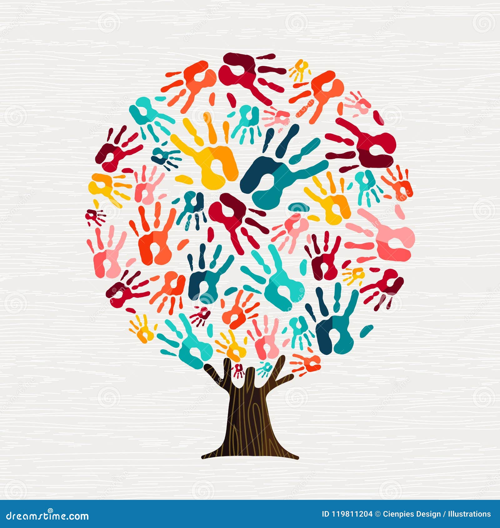 Human Hand Print Tree Concept for Social Help Stock Vector ... Human Hand Print Tree Concept for Social Help Stock Vector ...