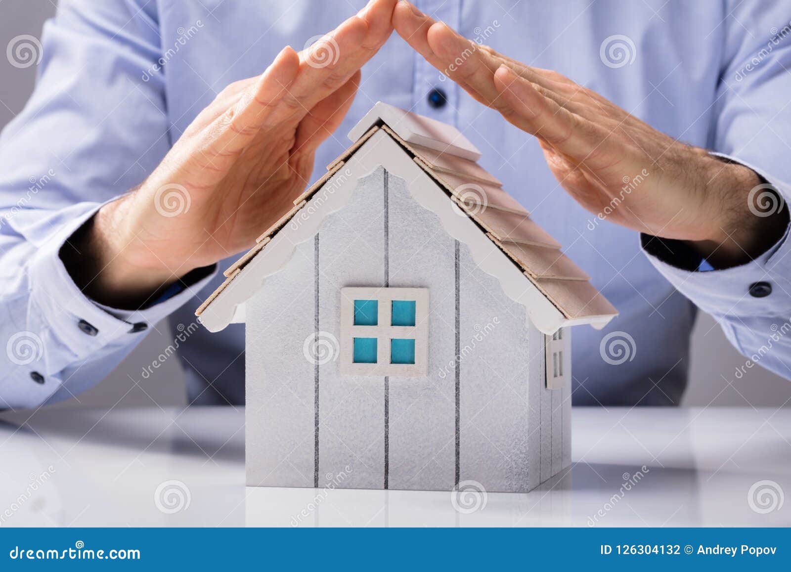 Human Hand Protecting House Model Stock Photo - Image of estate ...