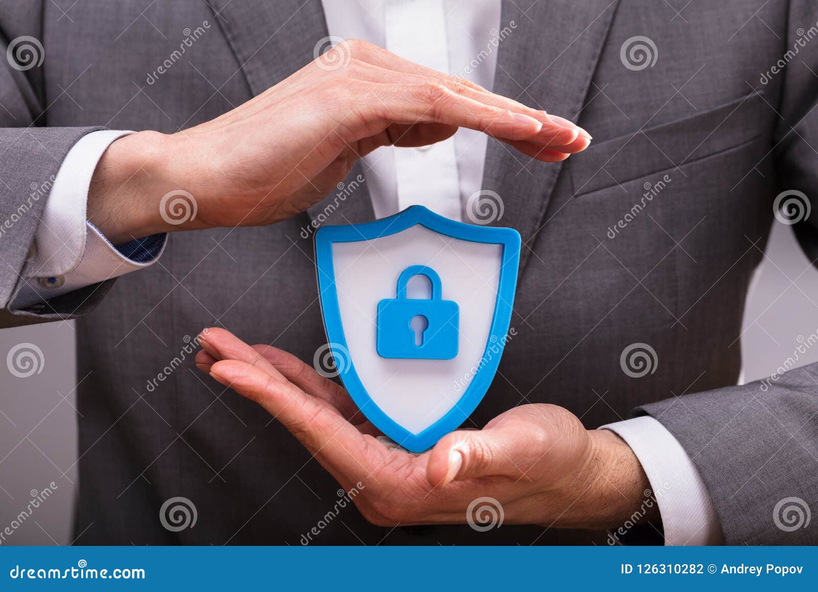 Human Hand Protecting Shield Security Icon Stock Photo - Image of ...