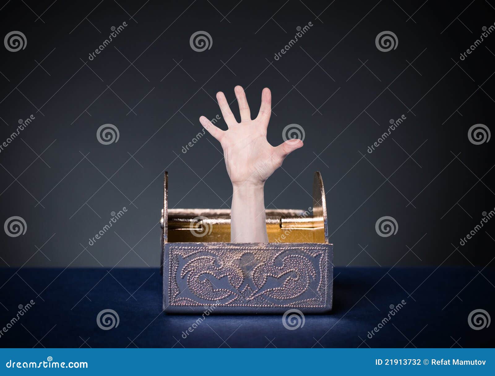 A Human Hand Protruding from the Open Chest Stock Photo - Image of dive ...