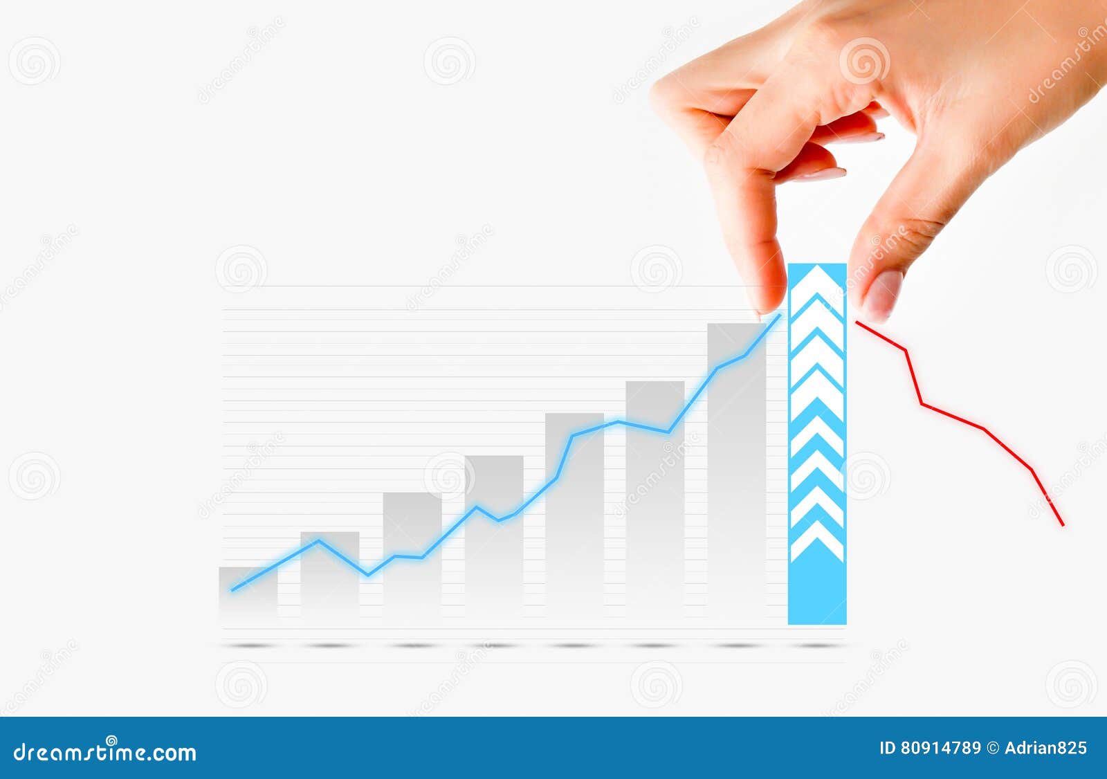 Human Hand Pulling Graph Bar Suggesting Increase of Sales or Business ...