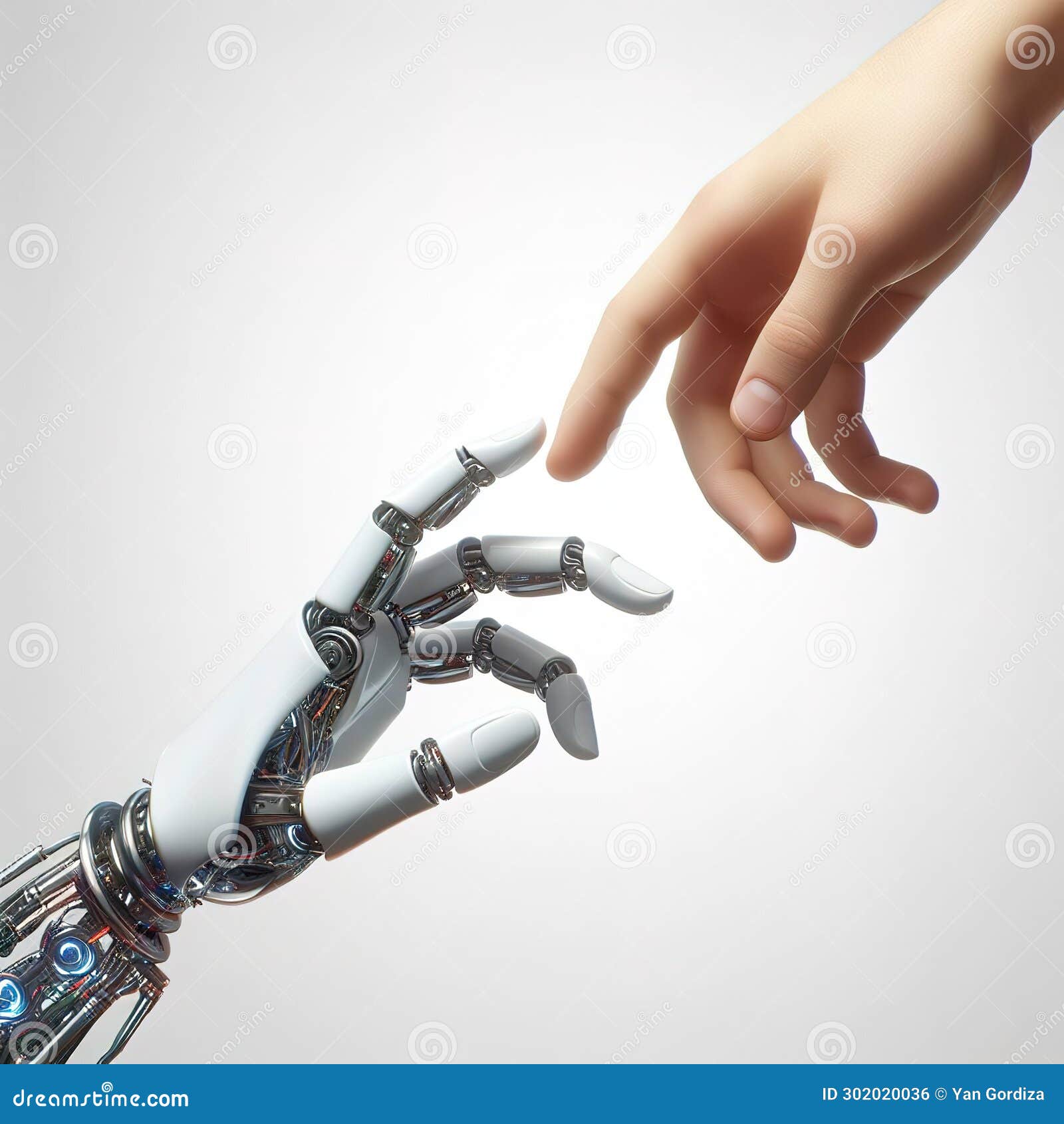 A Human Hand Reaches Out To a Robot S Hand. Generative, AI Stock ...