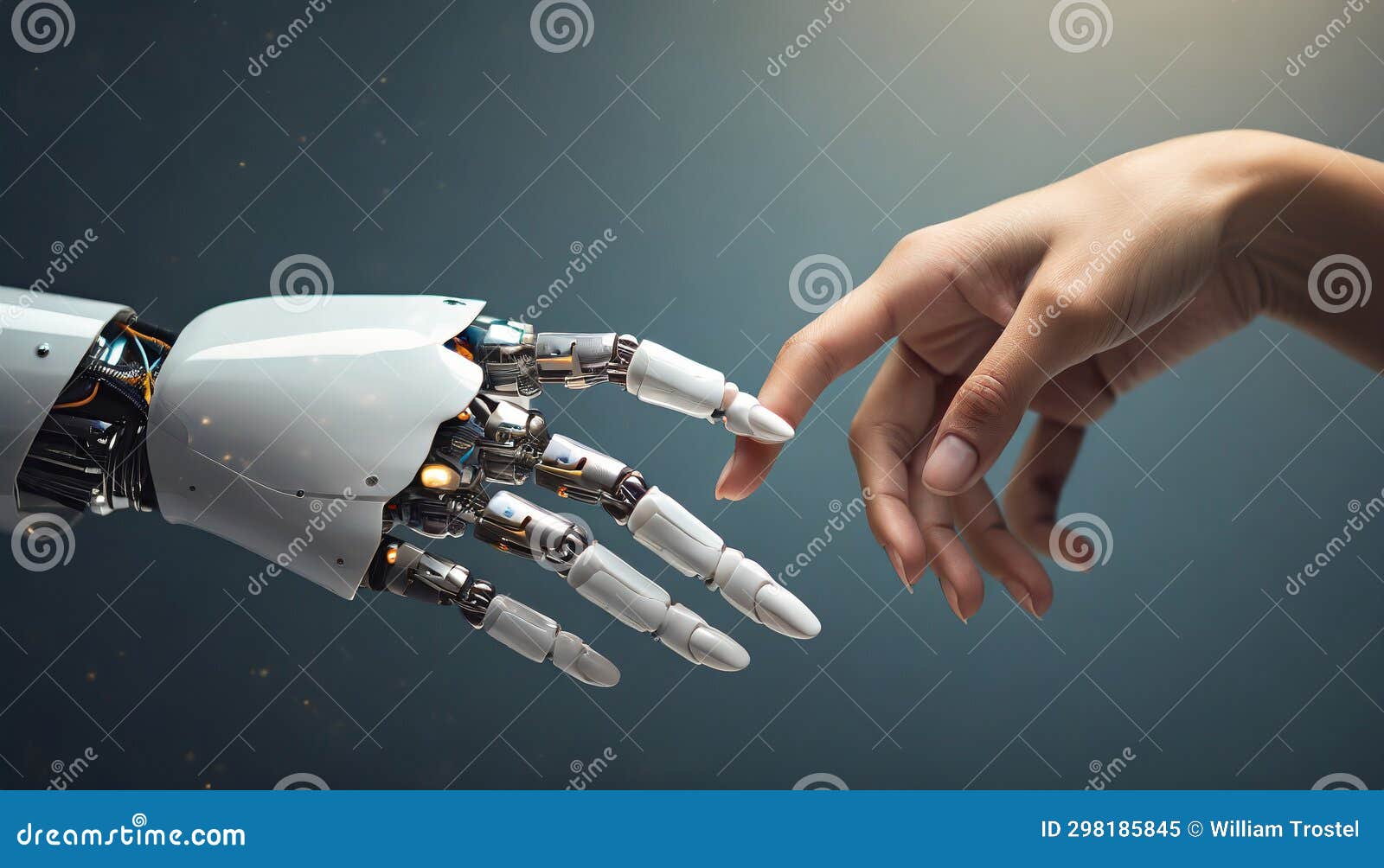 Human Hand Reaching Out To Robot Hand. the Connection between Humans ...