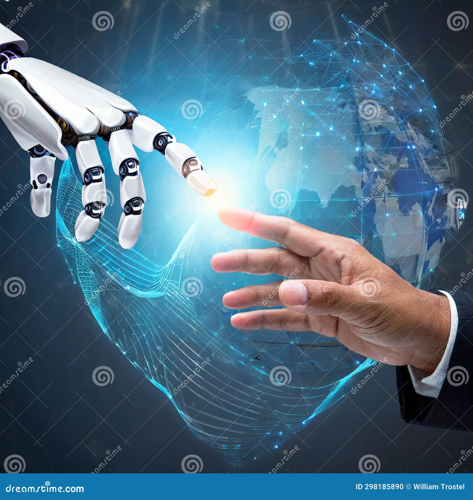 Human Hand Reaching Out To Robot Hand. the Connection between Humans ...