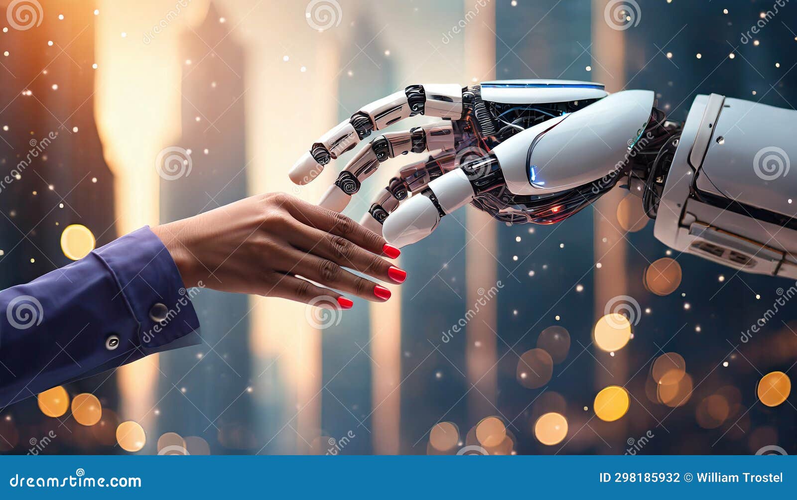 Human Hand Reaching Out To Robot Hand. the Connection between Humans ...