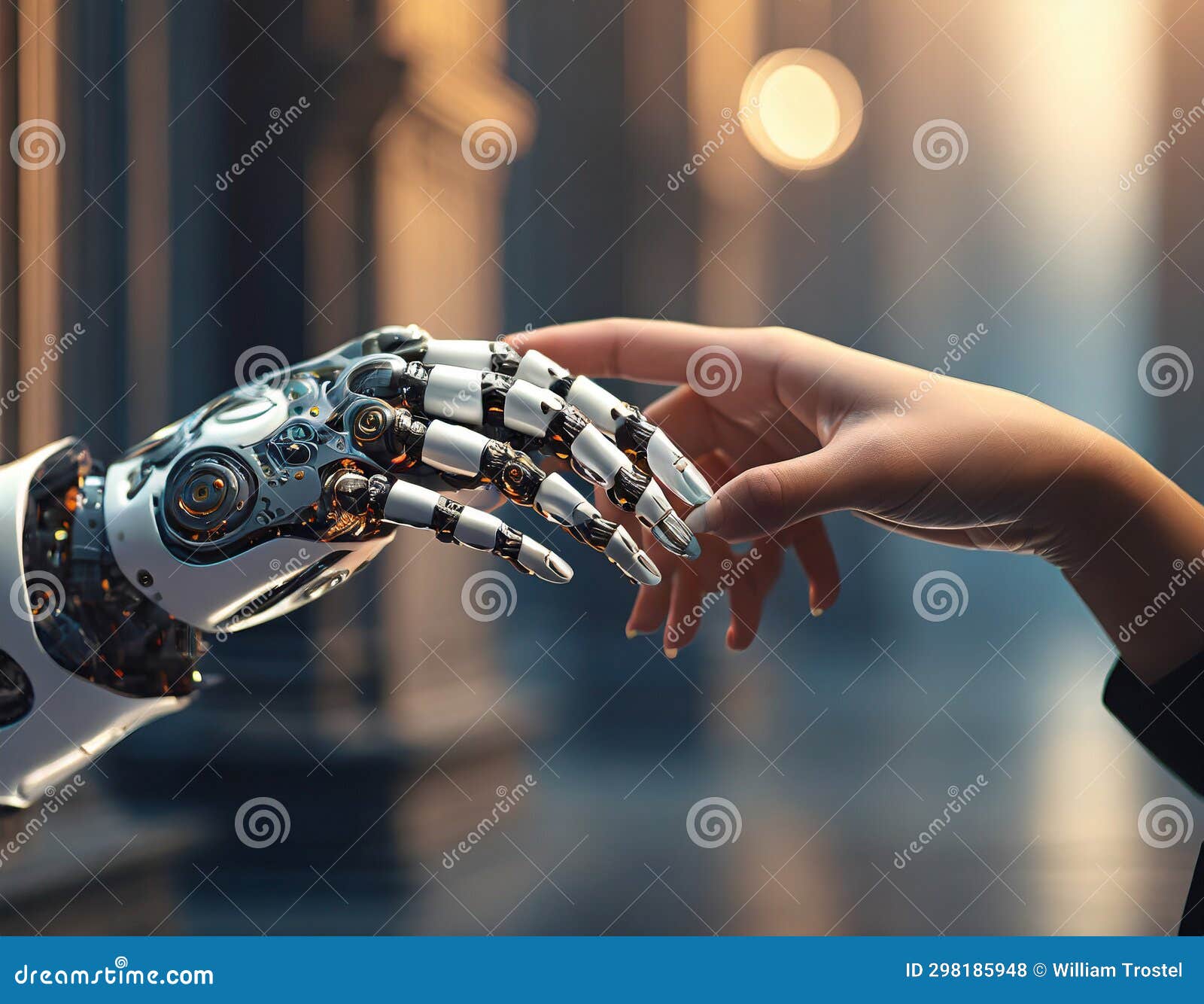 Human Hand Reaching Out To Robot Hand. the Connection between Humans ...