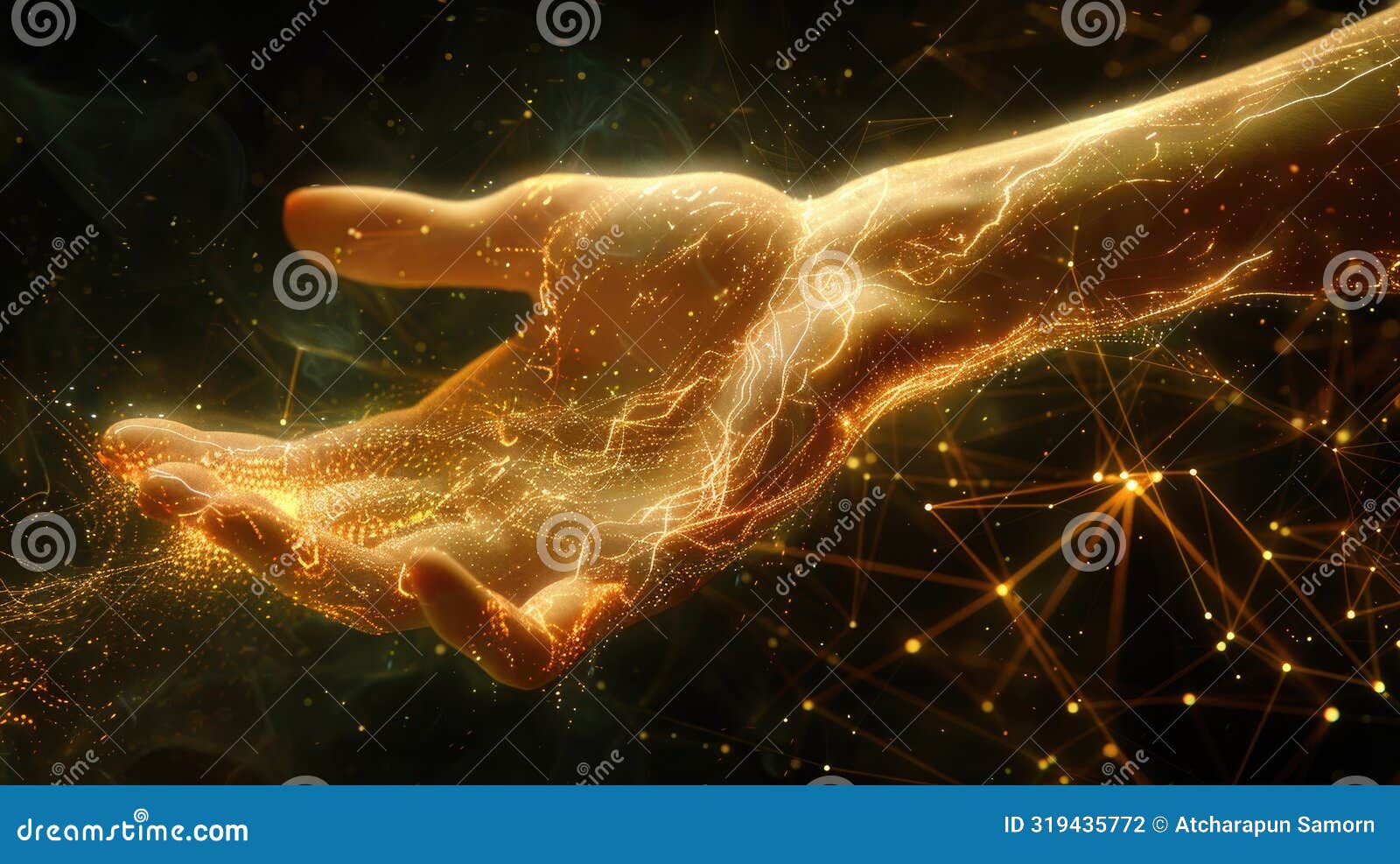 A Human Hand Reaching Out To Touch a Network of Interconnected Nodes ...