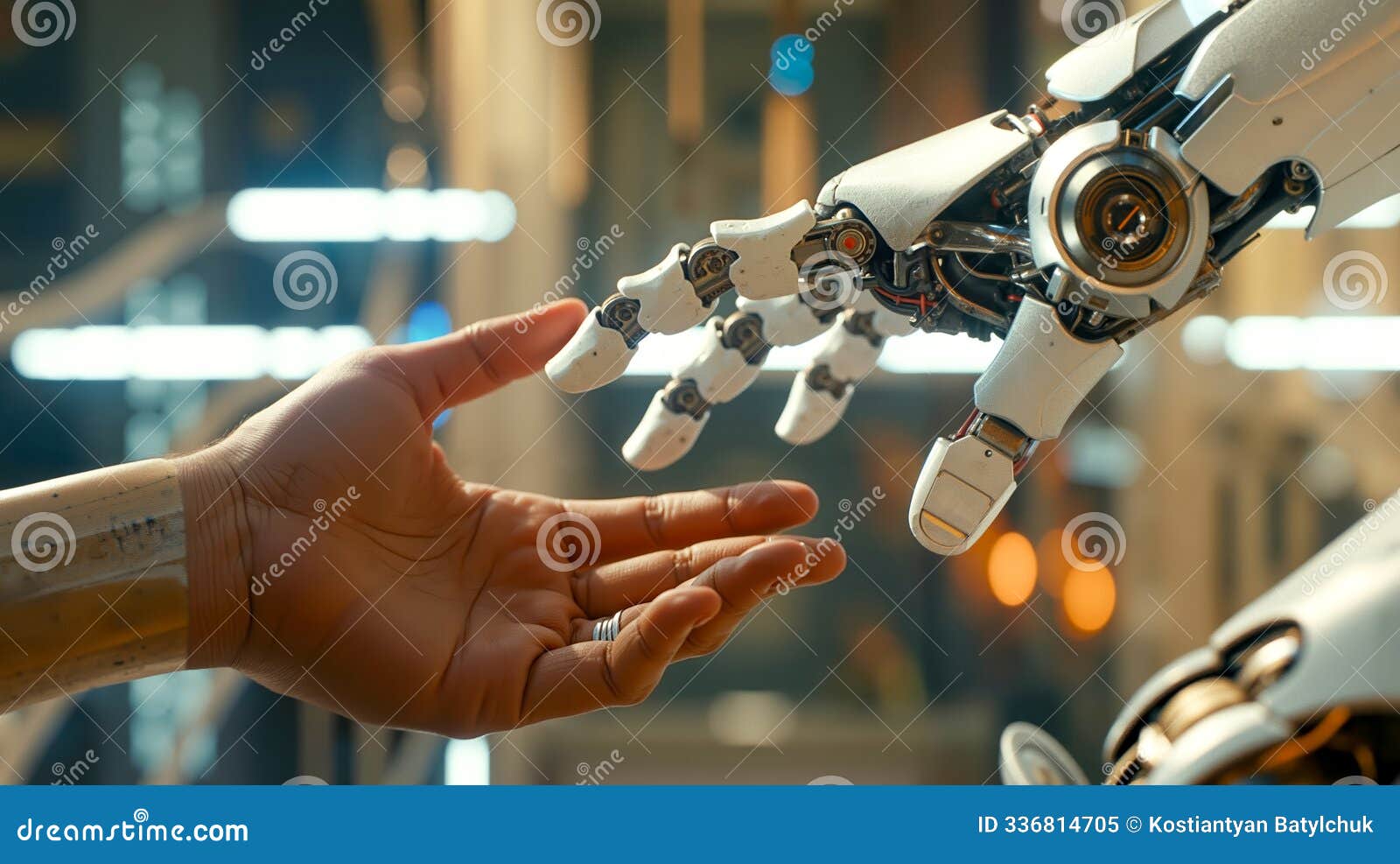 A Robot Hand Reaching Out To a Human Hand Stock Image - Image of ...
