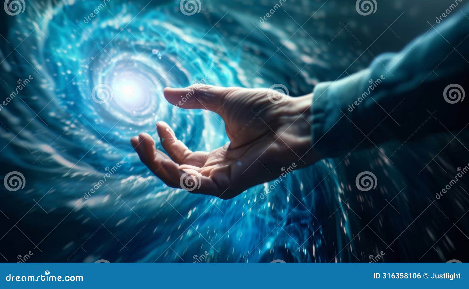 A Human Hand Reaching Out To Touch a Swirling Quantum Vortex ...