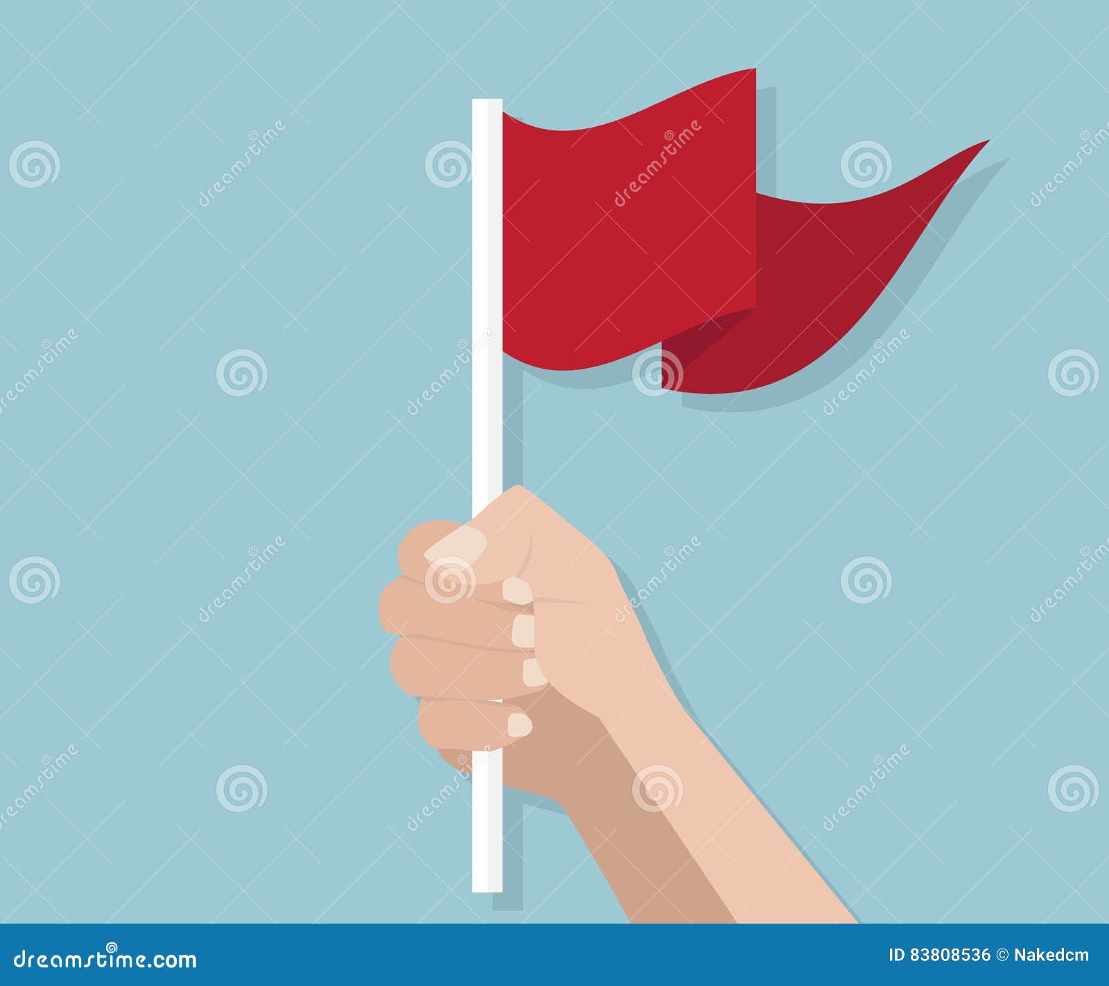 Human Hand with Red Flag stock vector. Illustration of hand - 83808536
