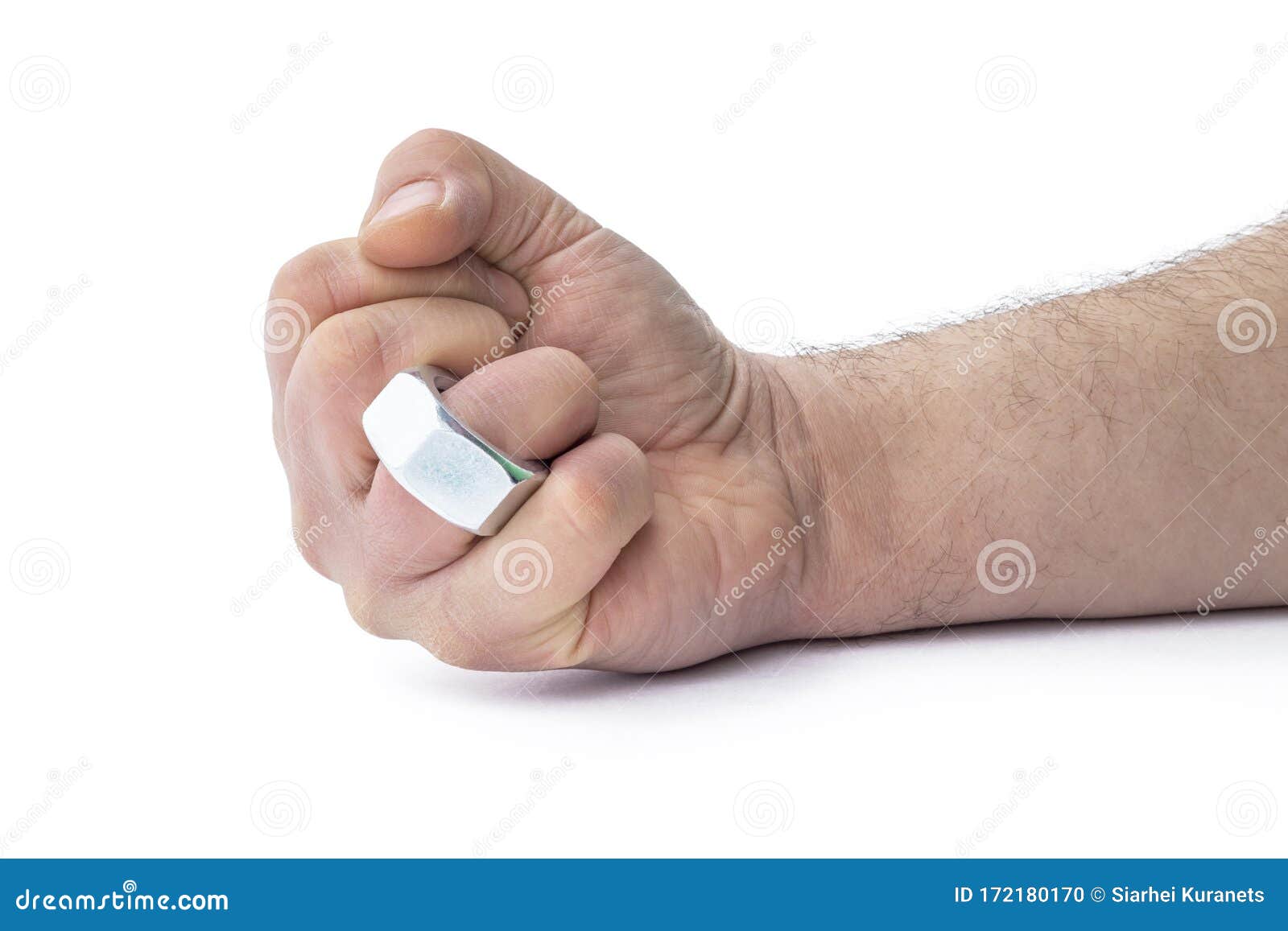 The Human Hand on the Ring Finger is Wearing a Nut Like a Wedding Ring ...