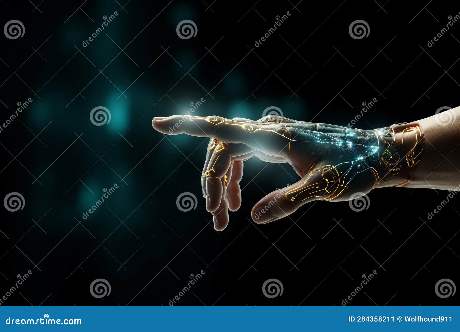 Human Hand and Robot Finger Touch Sense of Technology. AI Generated ...