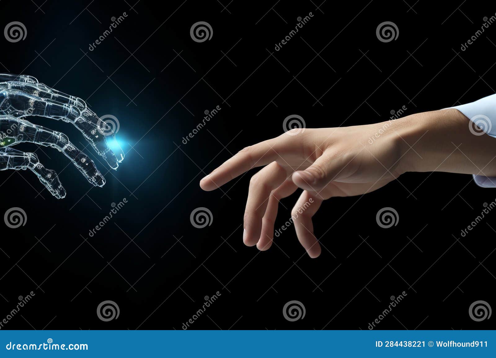Human Hand and Robot Finger Touch Sense of Technology. AI Generated ...