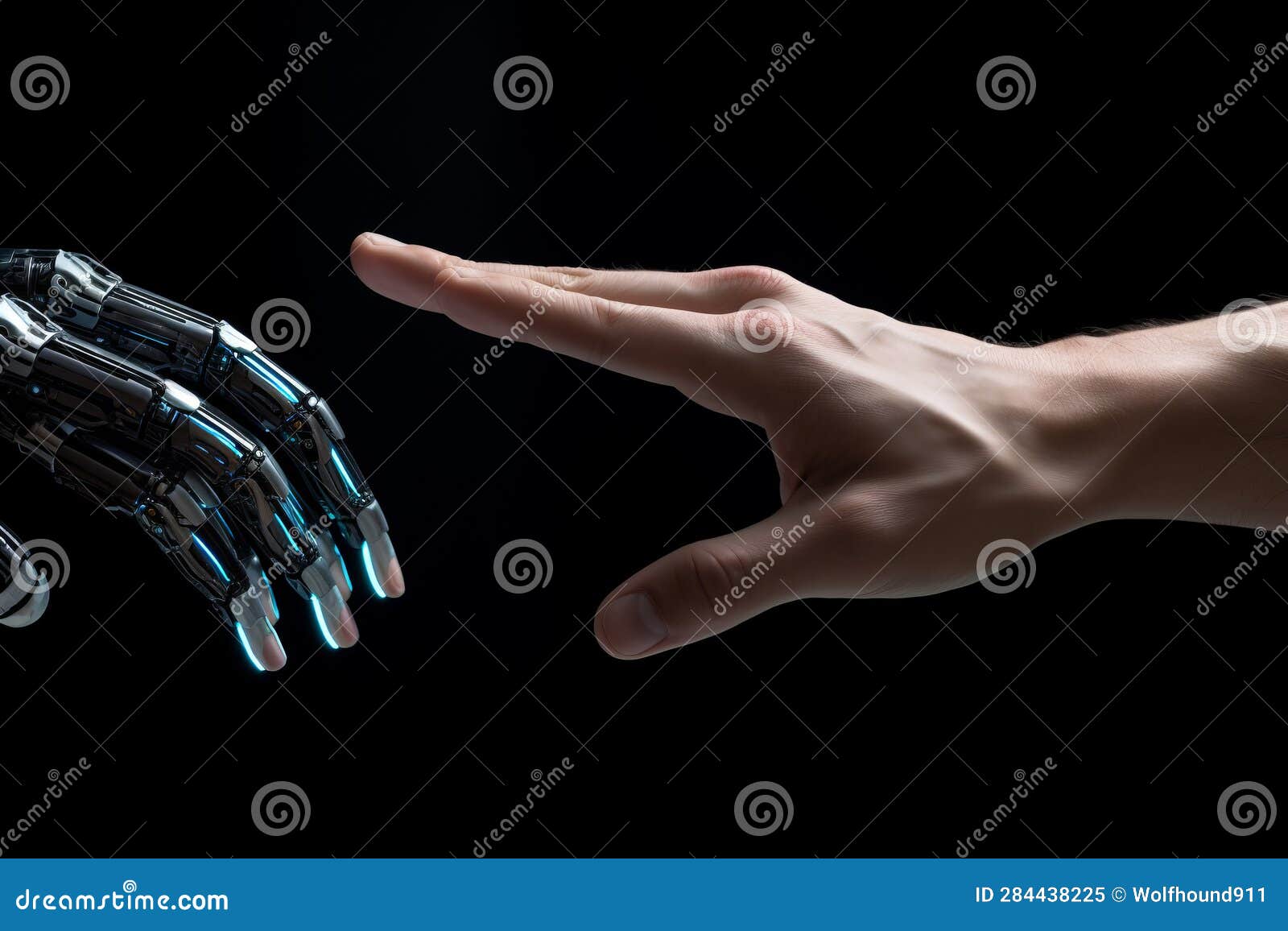Human Hand and Robot Finger Touch Sense of Technology. AI Generated ...