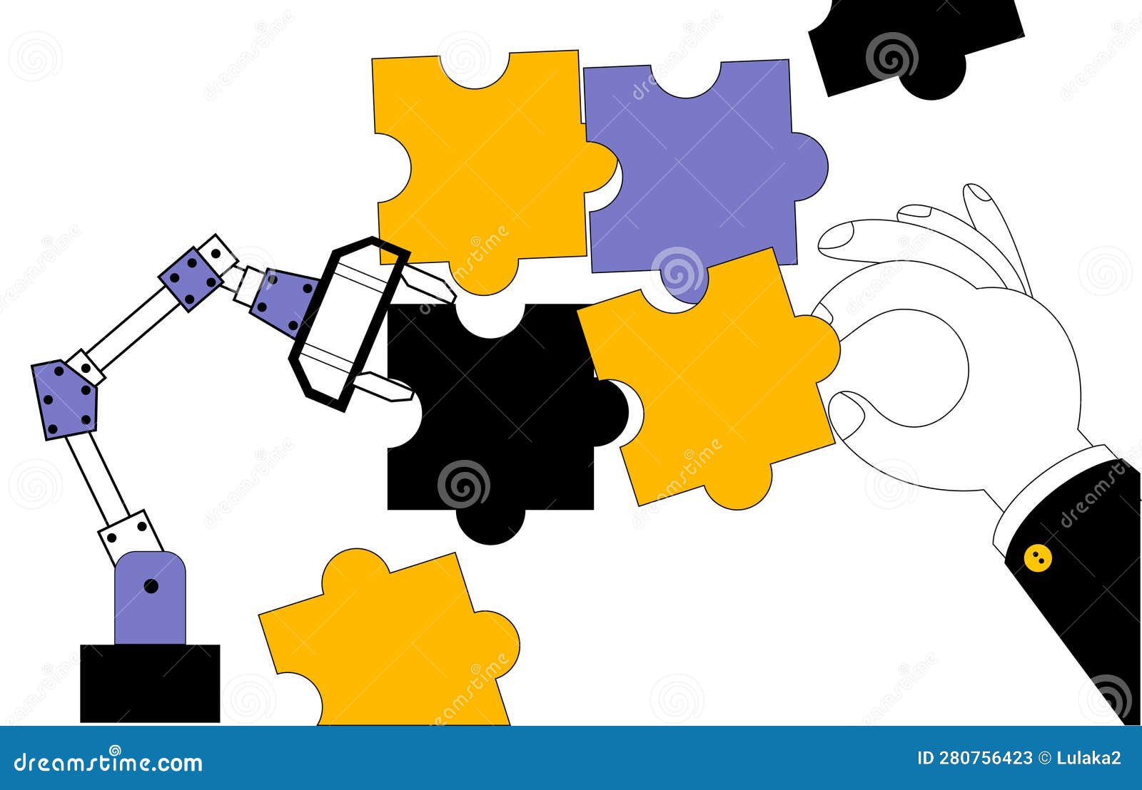 A Human Hand and a Robot Hand Assemble Puzzles Together. Artificial ...