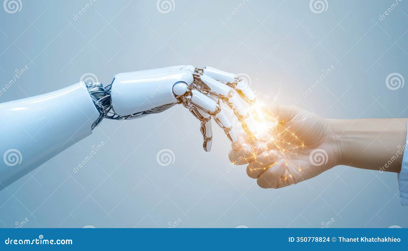 Human Hand and Robotic Hand Connecting AI Technology Future Stock ...