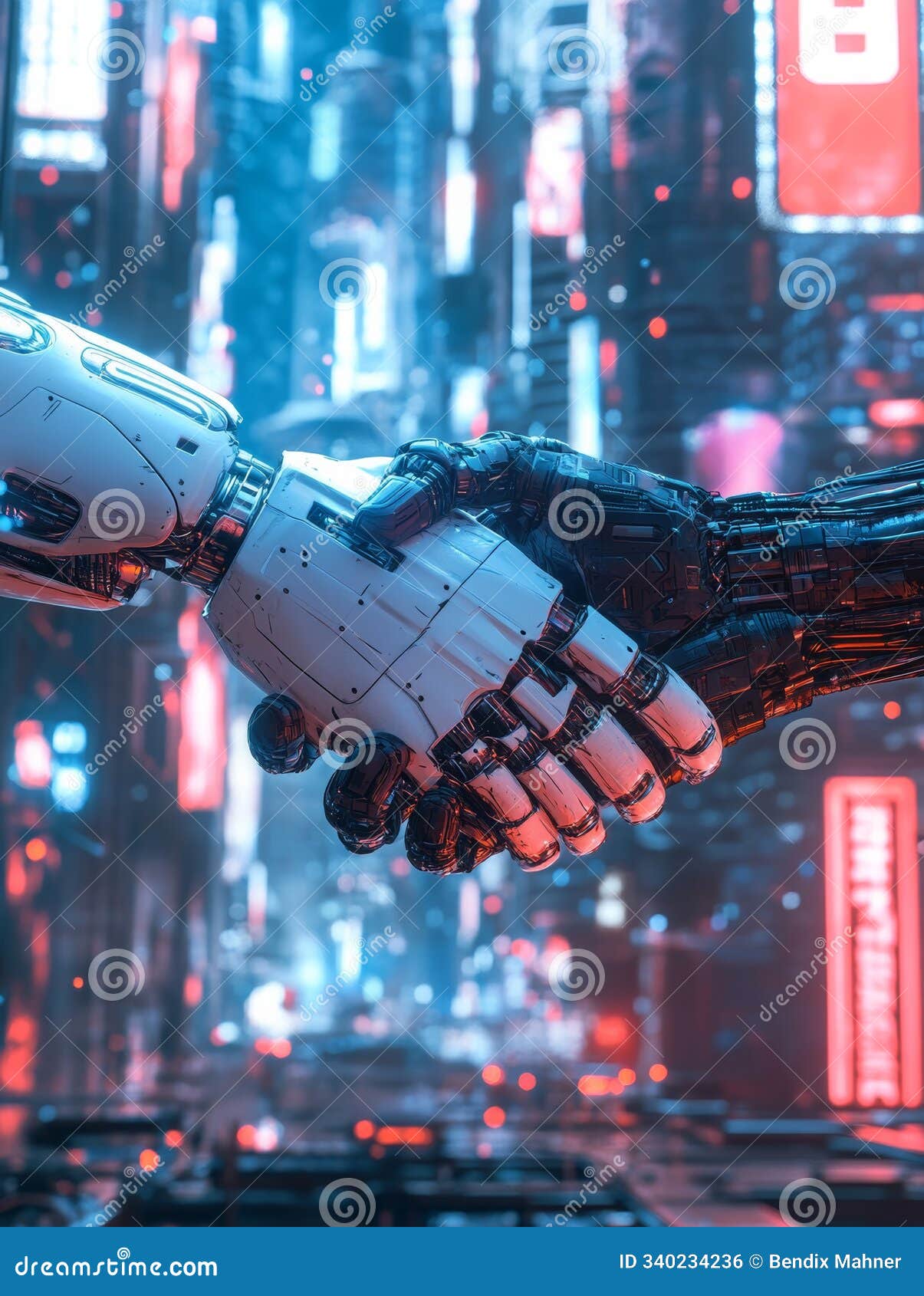 Human-Robot Partnership: a Futuristic Handshake Symbolizing Unity and ...