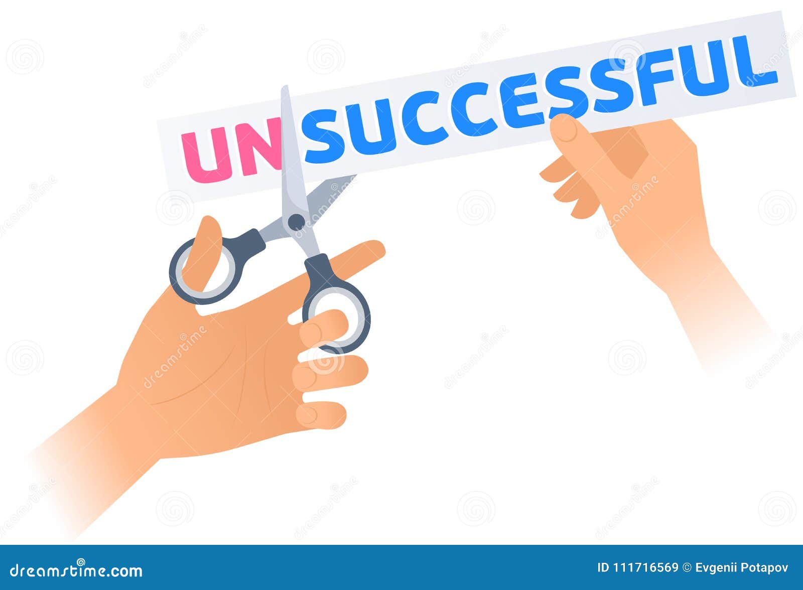 Human Hand with a Scissors Cuts a Phrase UNSUCCESSFUL Stock Vector ...