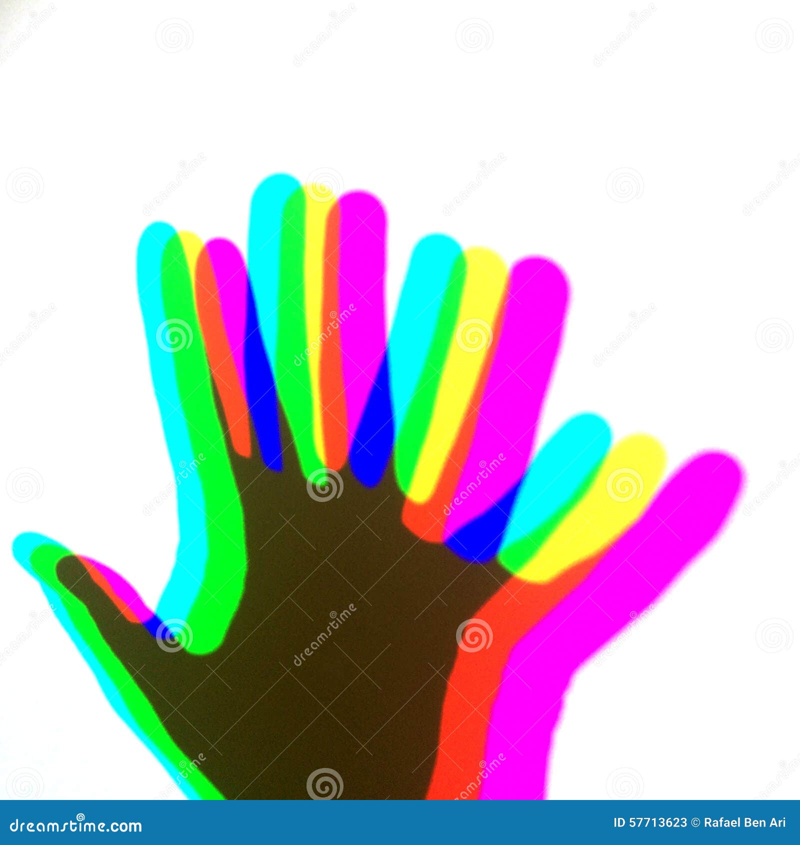 A Human Hand Shades on a Wall with RGB Colours Stock Image - Image of ...