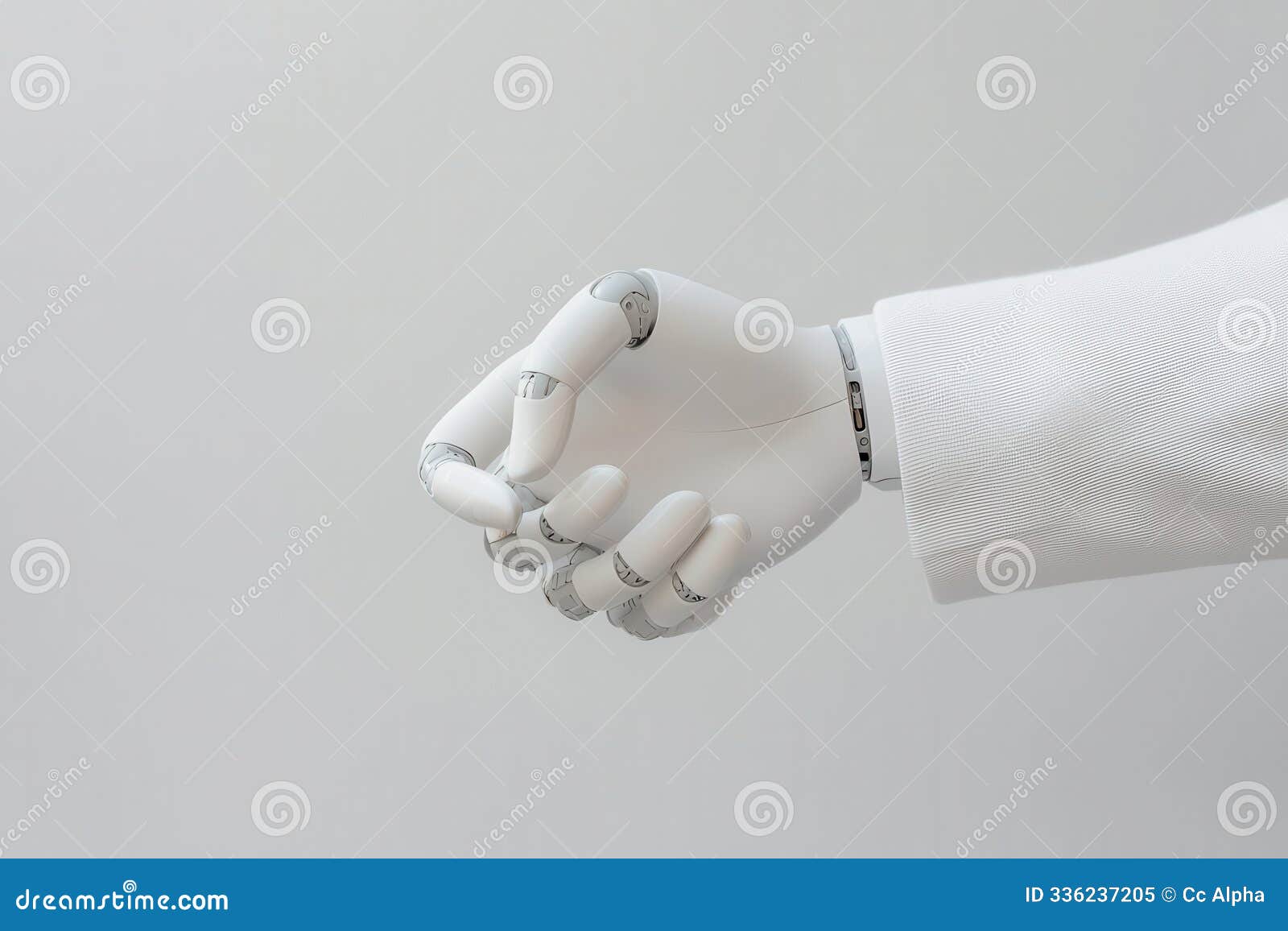 A Human Hand Shaking Hands with an AI-powered Robotic Hand, Symbolizing ...
