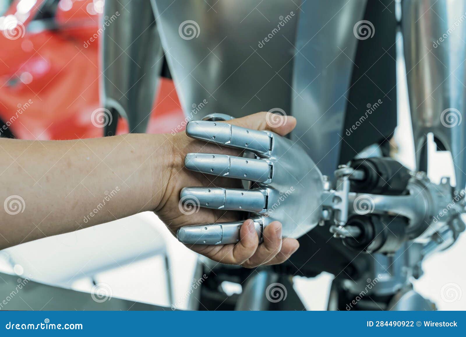 Human Hand Shaking Hands with a Robot -the Concept of Human Interaction ...