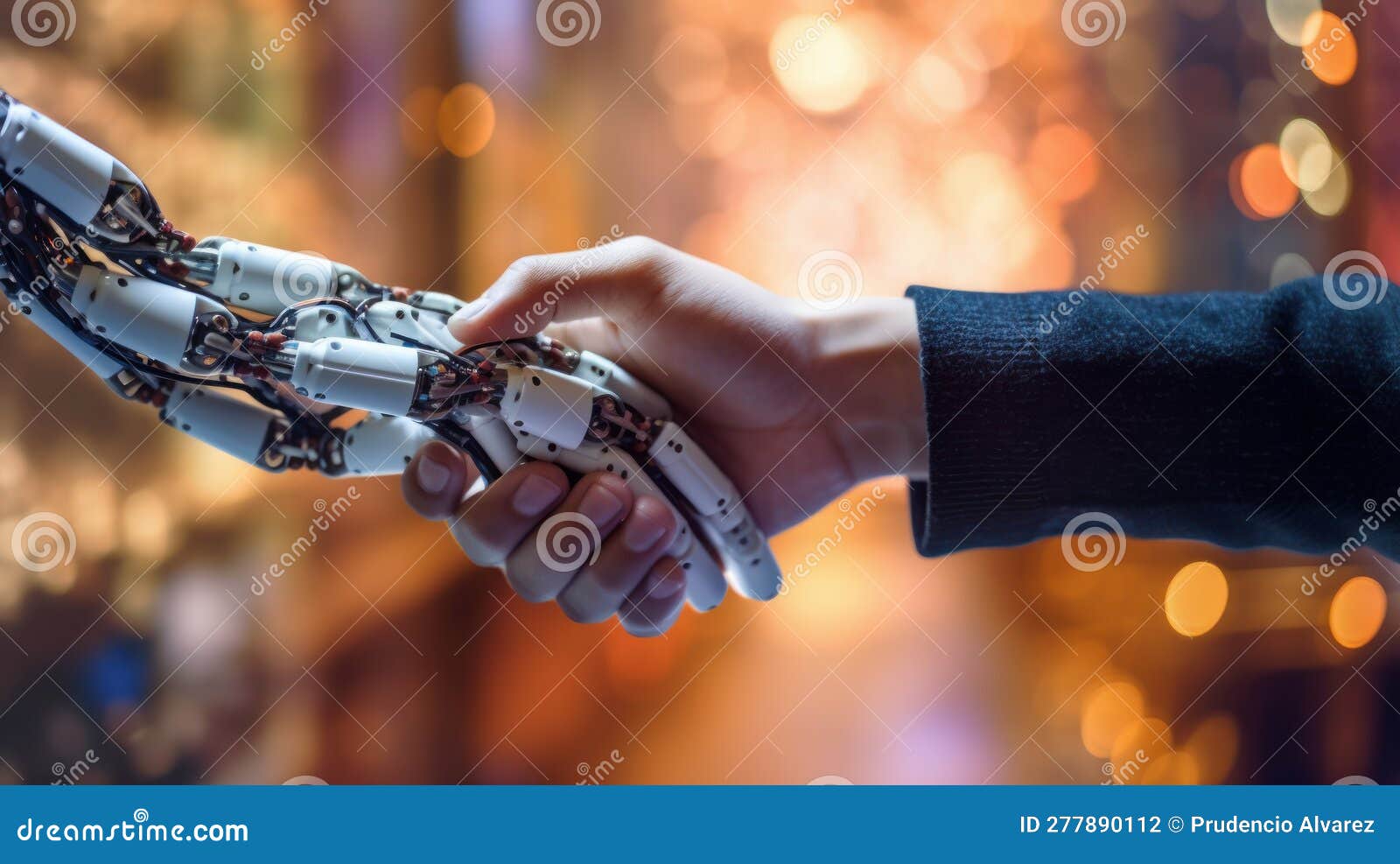 Human Hand Shaking Robot Hand, Stock Illustration - Illustration of ...