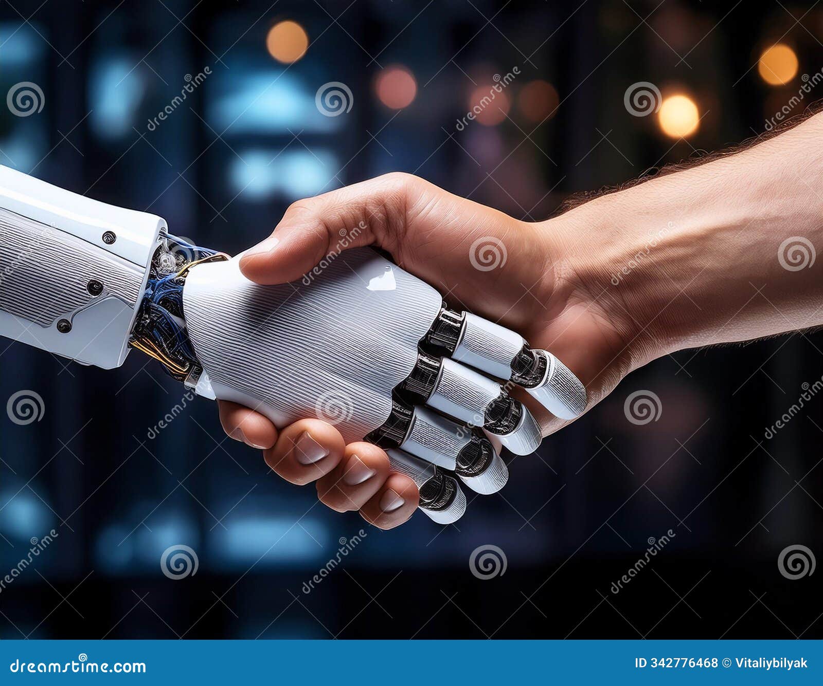 Human Hand Shaking a Robotic Hand Stock Illustration - Illustration of ...