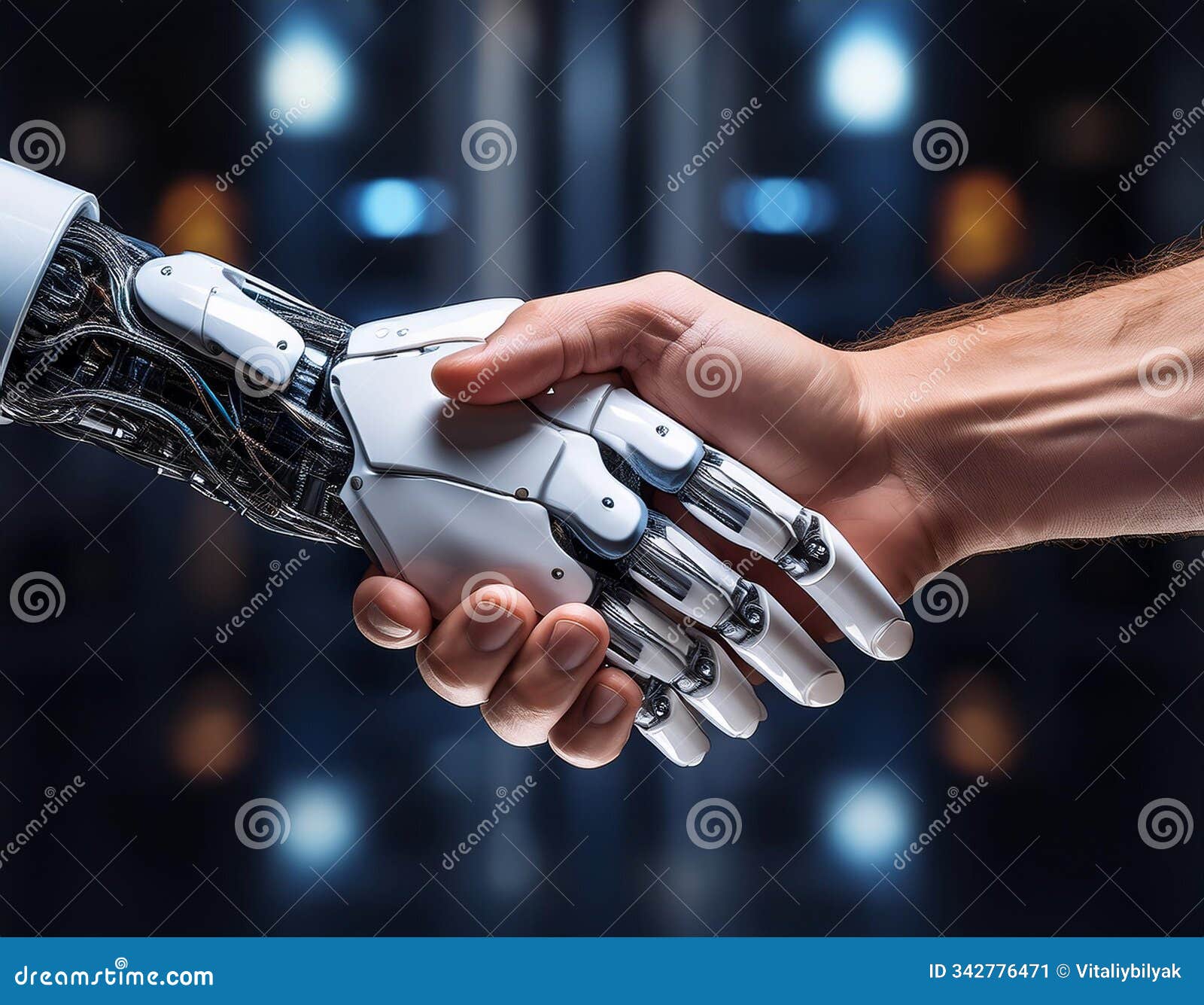 Human Hand Shaking a Robotic Hand Stock Illustration - Illustration of ...