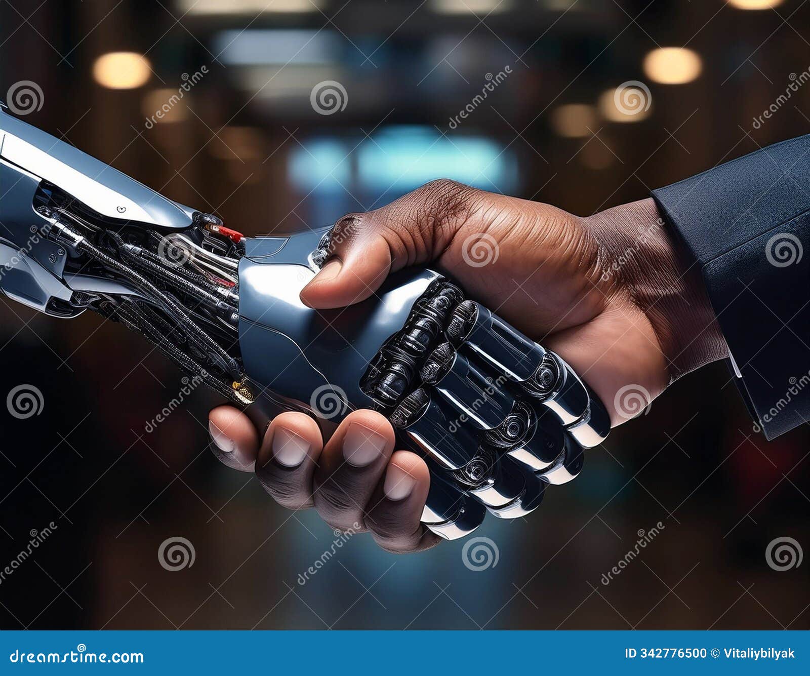 Human Hand Shaking a Robotic Hand Stock Illustration - Illustration of ...