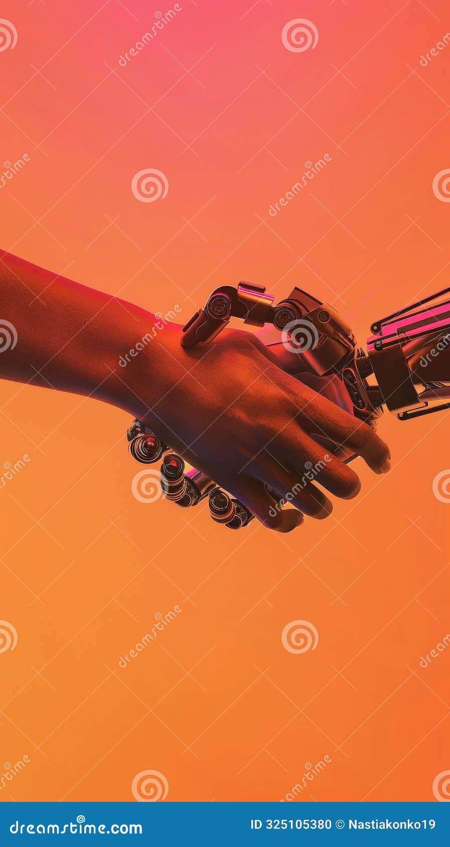 Human Hand Shaking a Robotic Hand, Futuristic Concept Stock Photo ...