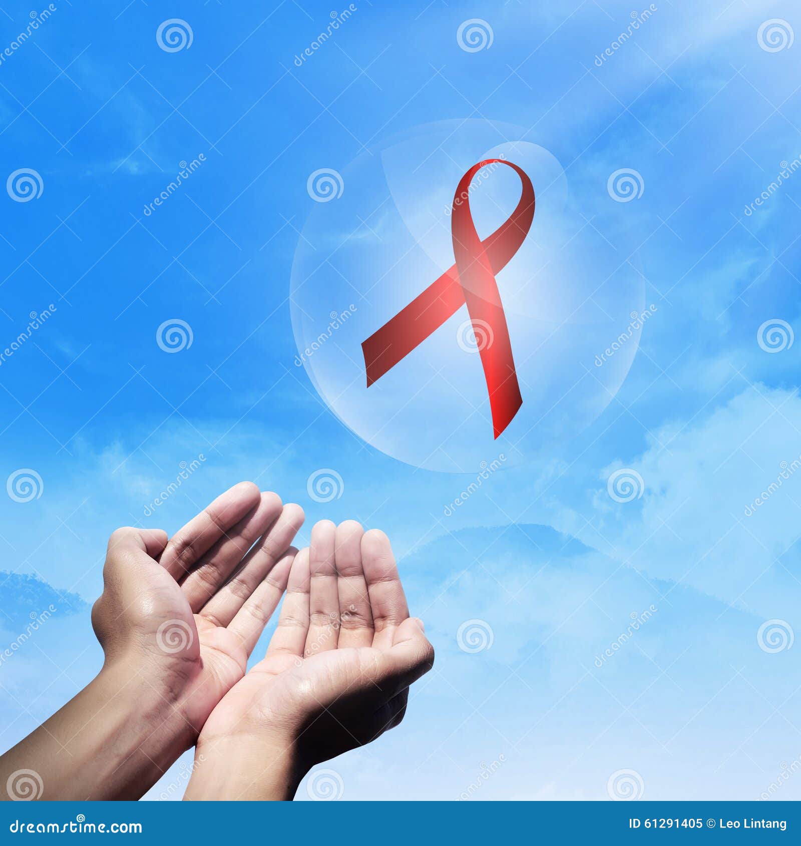 Human hand show red ribbon stock image. Image of campaign - 61291405