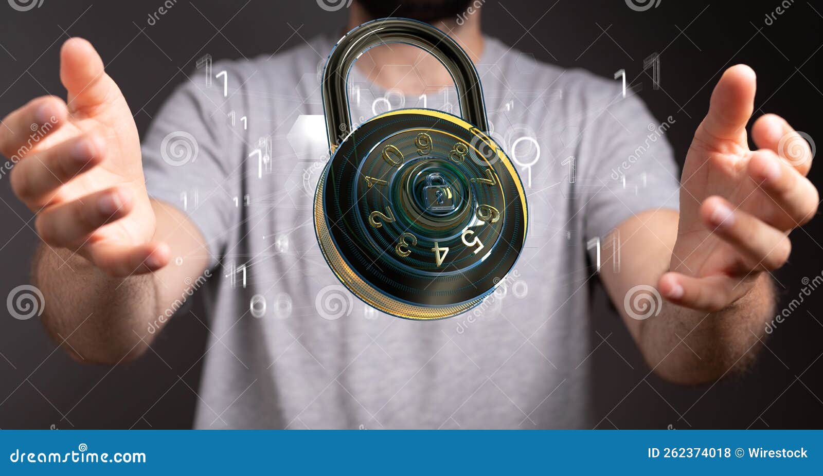 Human Hand Showing Digital Padlock with Data Protection Stock Photo ...
