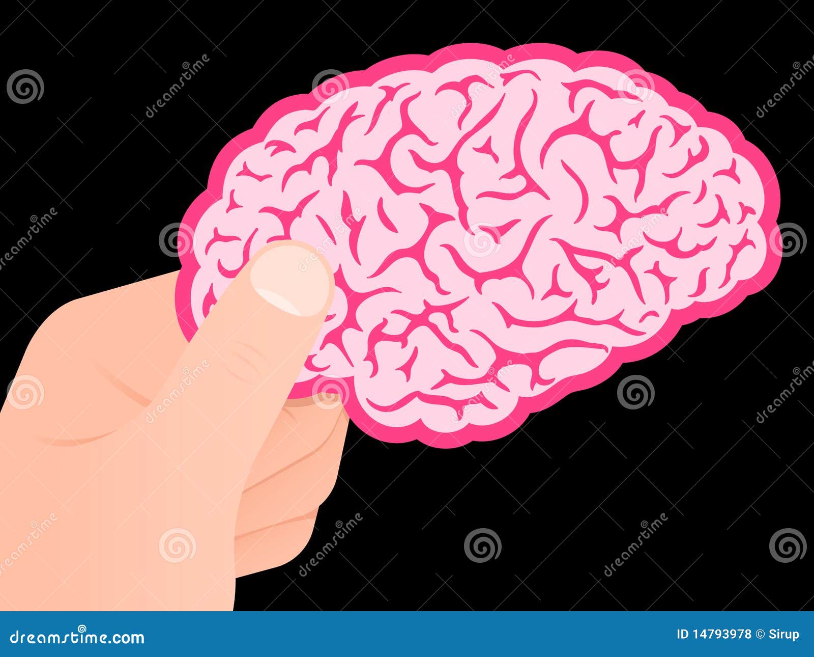 Pink Brain, Funny Human Nervous System Organ Cartoon Character Thinking ...