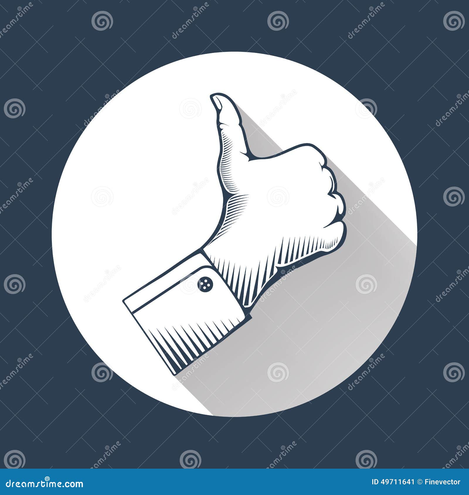 Human Hand Showing Thumbs Up with Long Shadow. Stock Vector ...