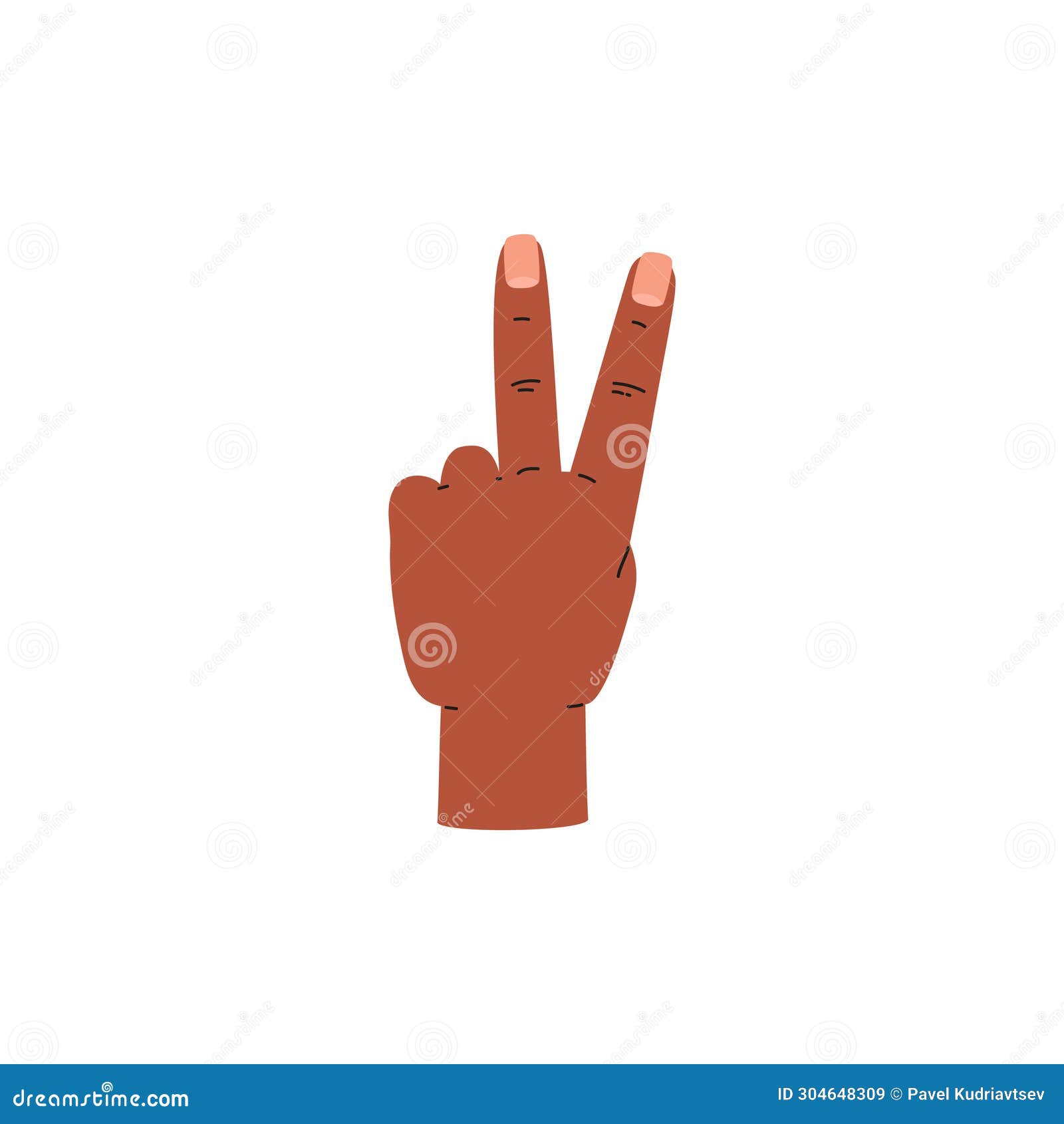 Human Hand Showing Two Fingers Flat Style, Vector Illustration Stock ...