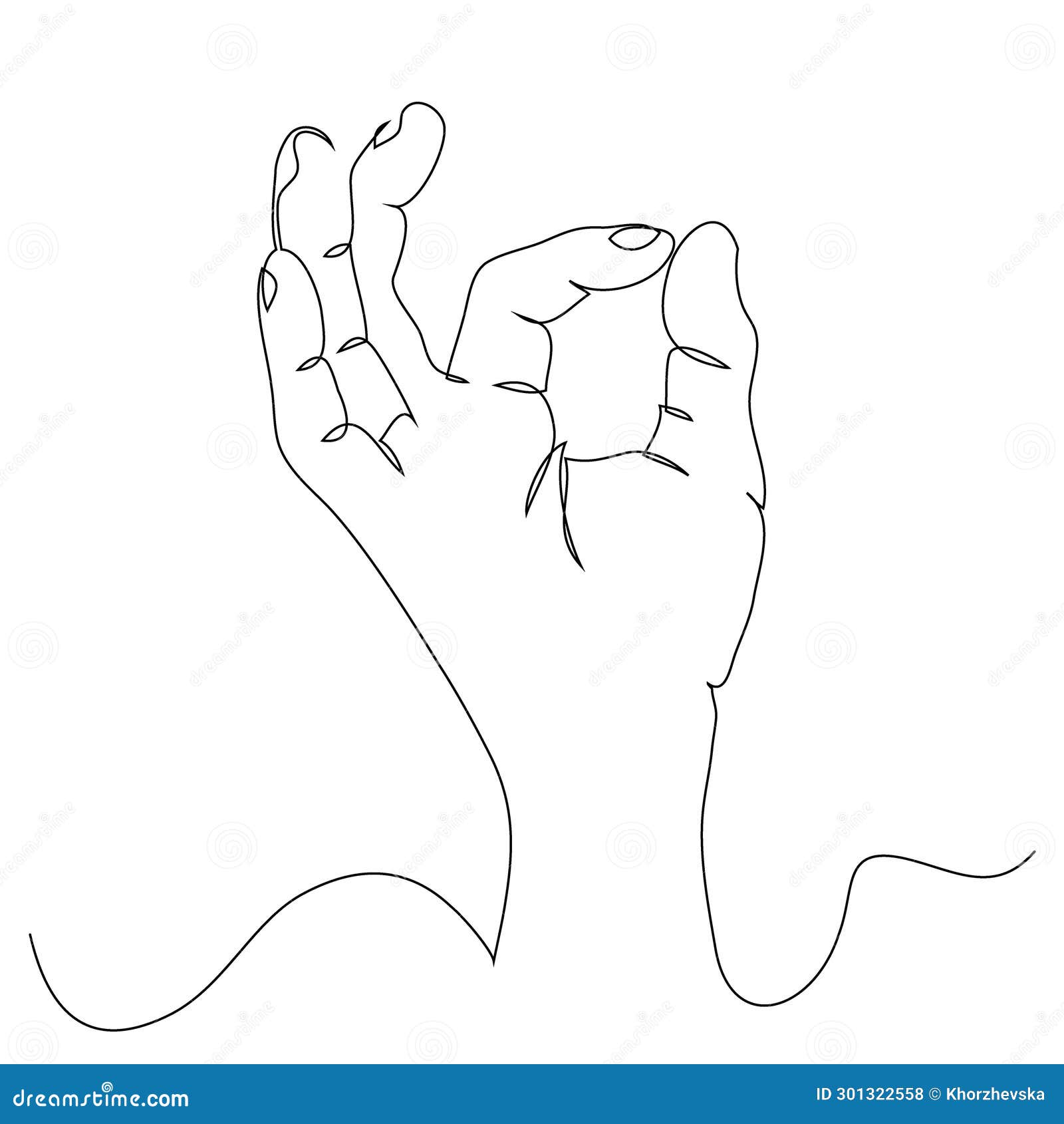 Human Hand Shows Ok Gesture, Continuous Line Drawing. Everything is ...