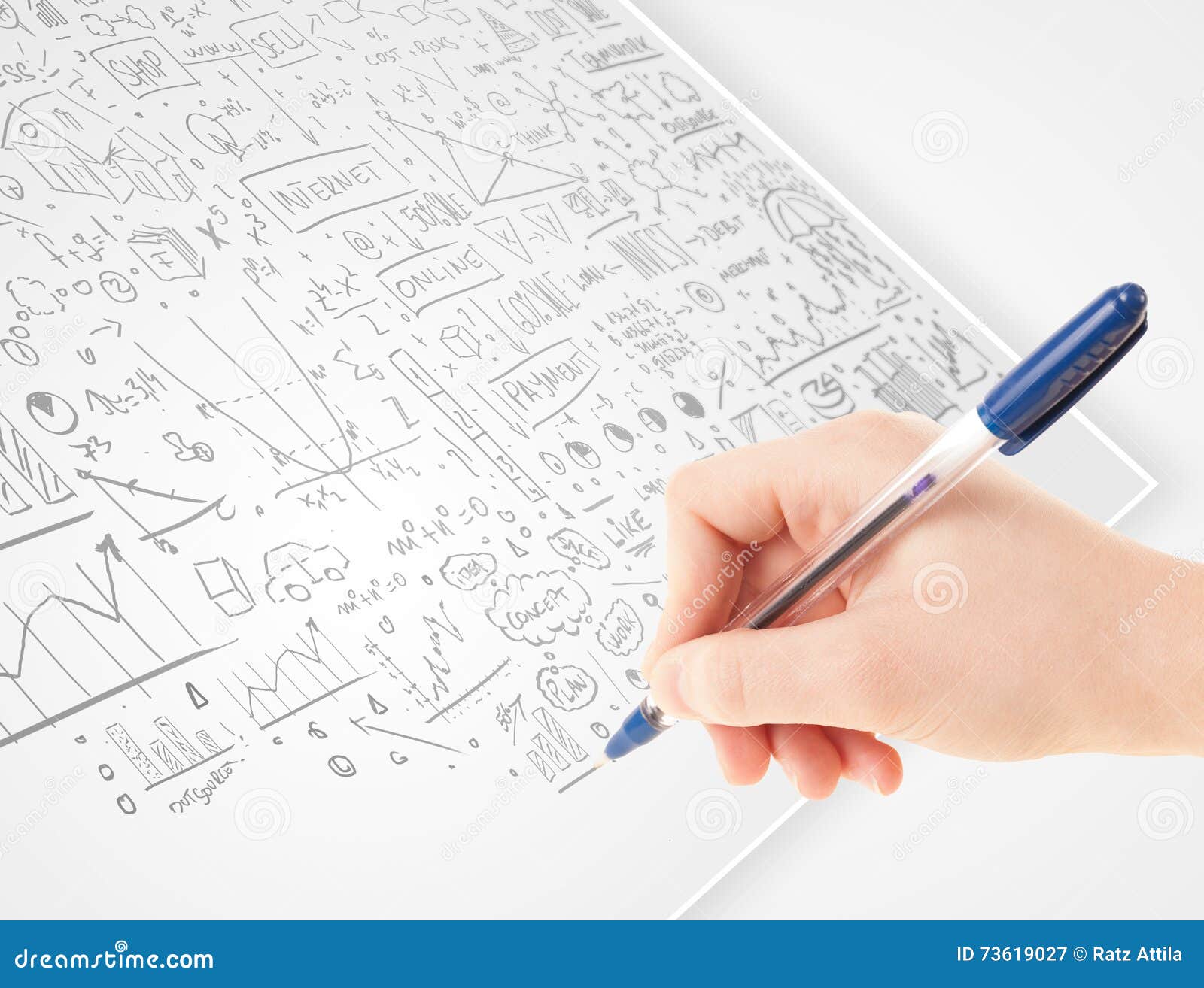 Human Hand Sketching Ideas on a White Paper Stock Image - Image of ...