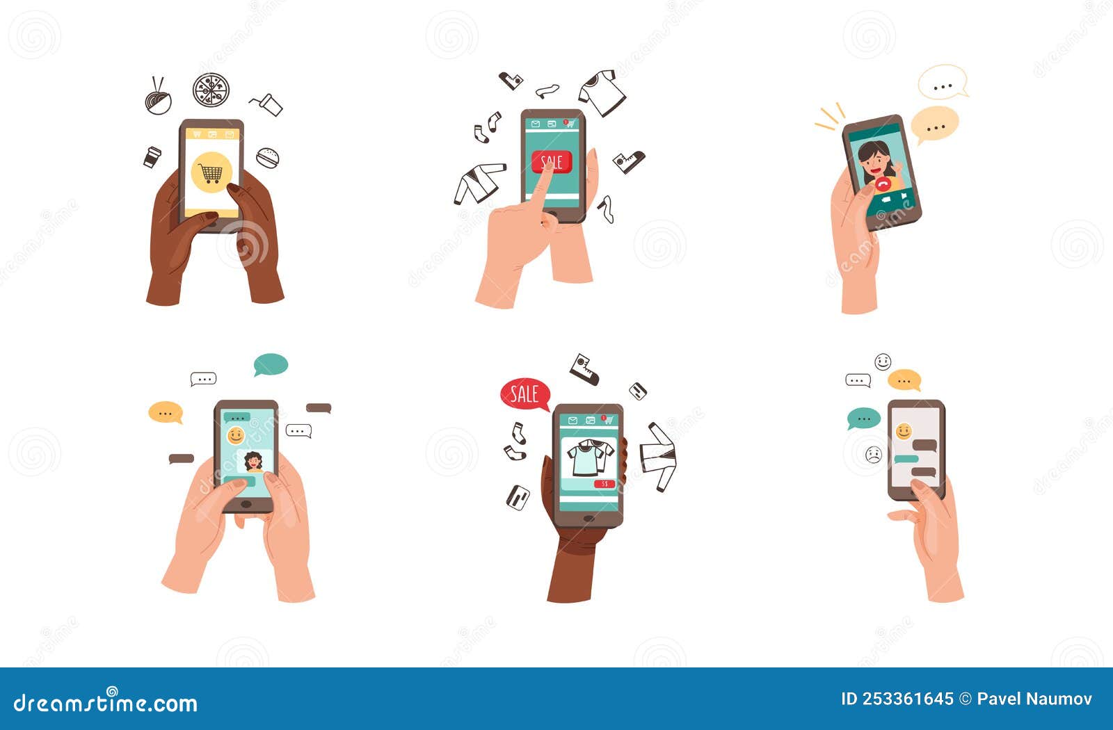 Human Hand with Smartphone Using Online App for Chatting and Shopping ...