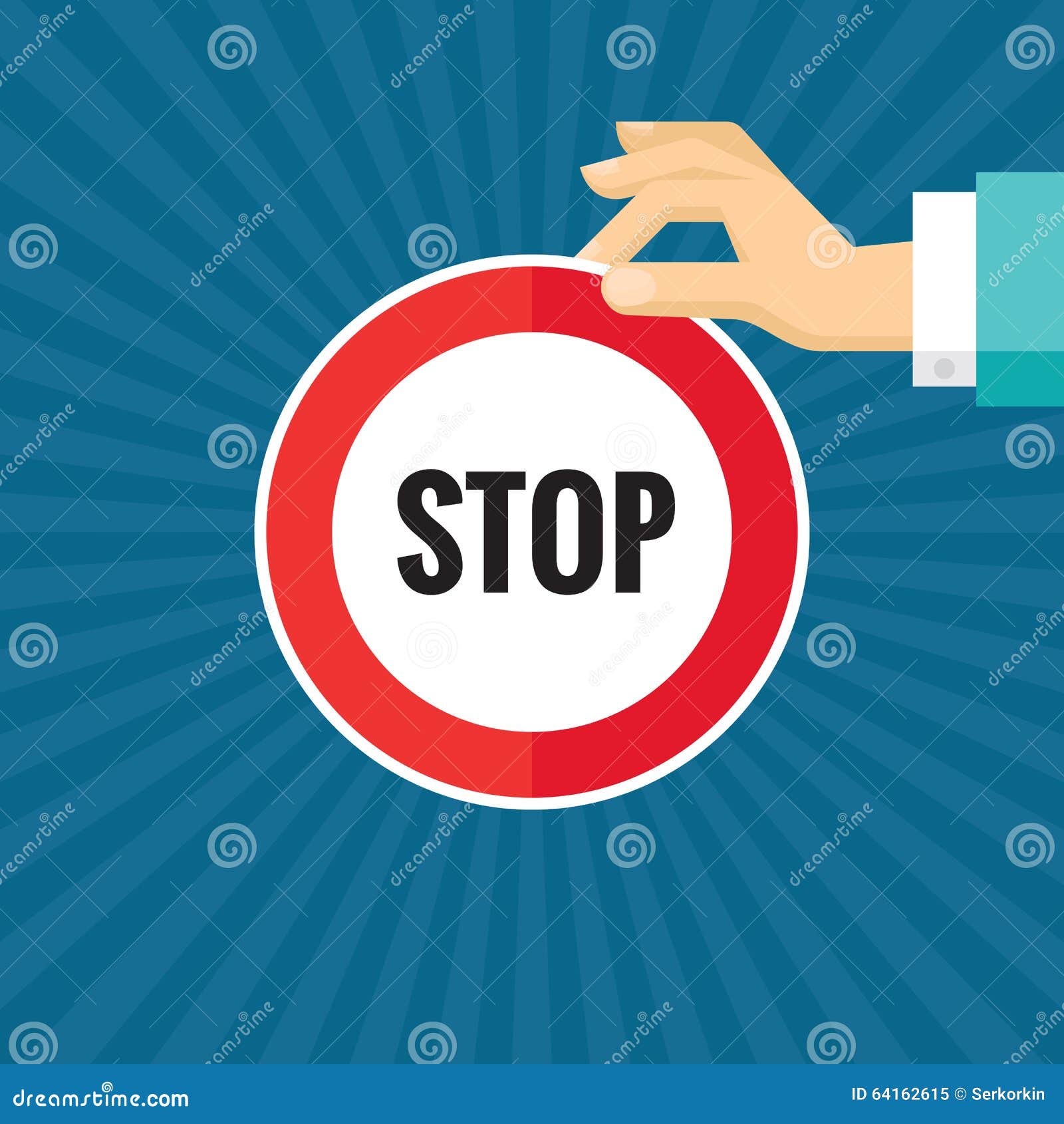Human Hand with Stop Sign - Concept Vector Illustration in Flat Style ...