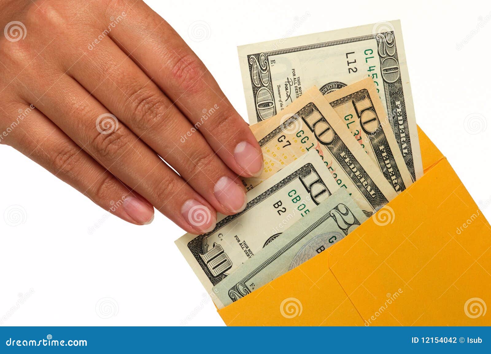Human Hand is Taking Out Money from an Envelope. Stock Photo - Image of ...