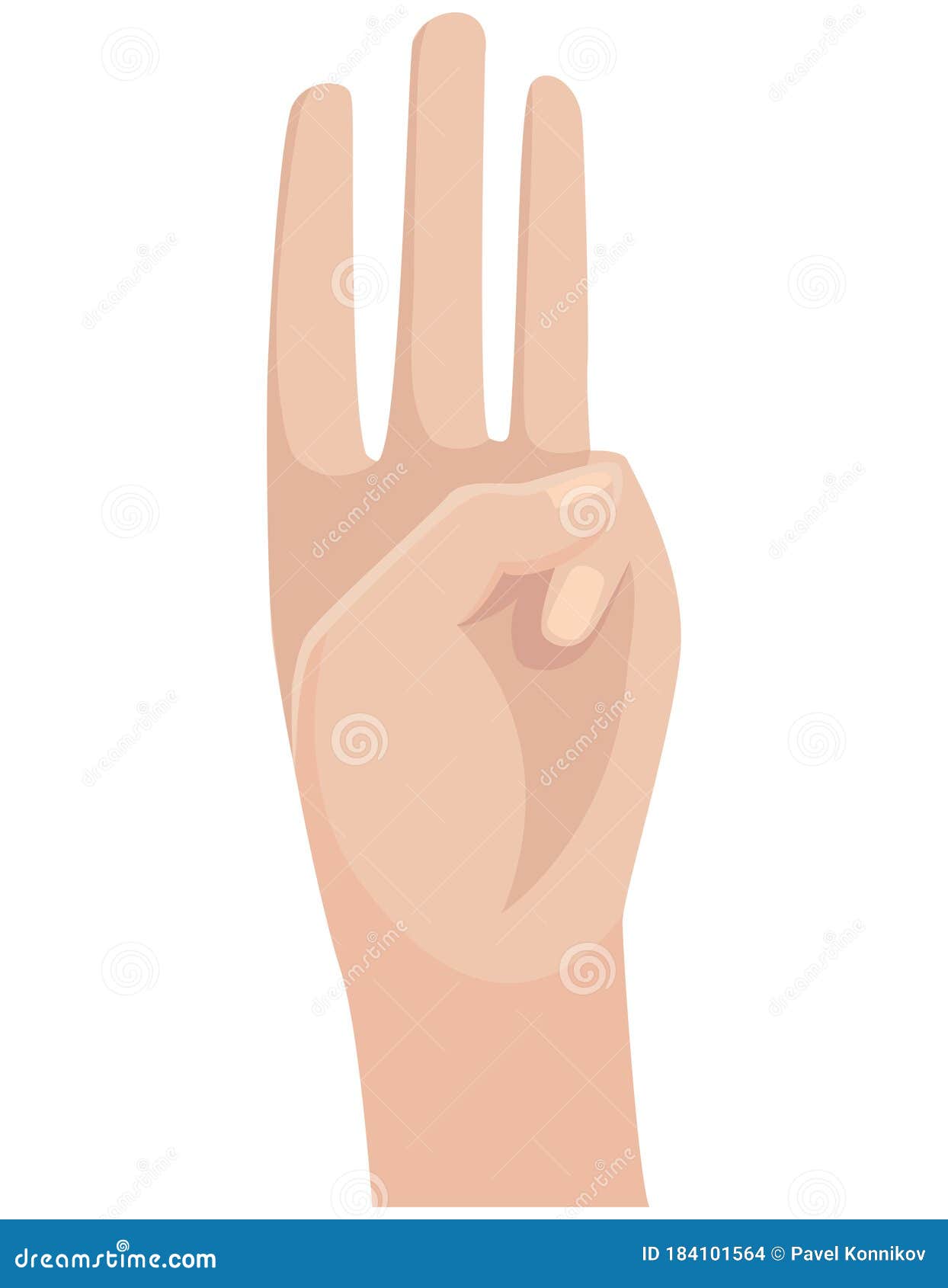 Human Hand with Three Finger Raised Up Stock Illustration ...