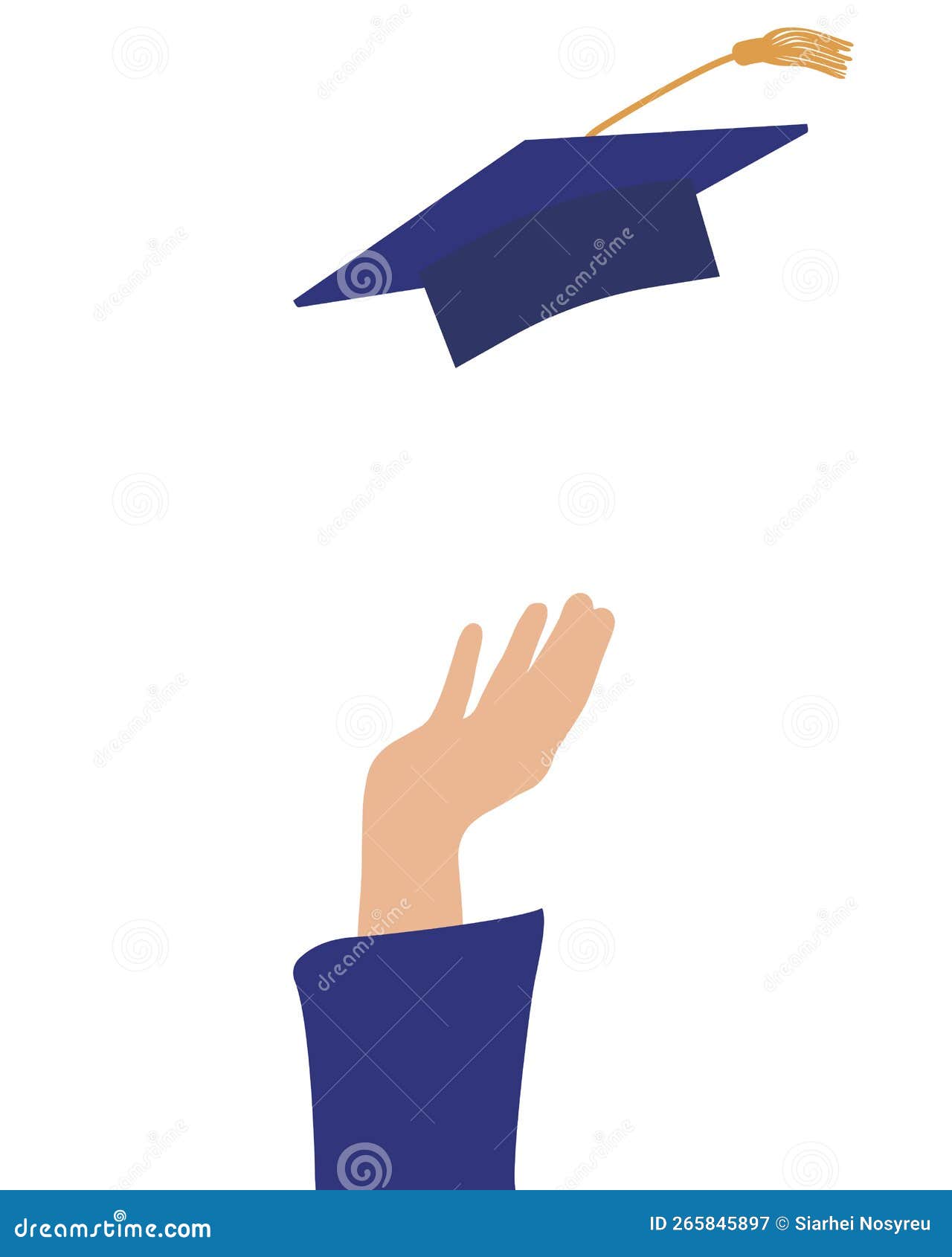 Human Hand Throwing Graduation Cap. Vector Illustration Stock Vector ...