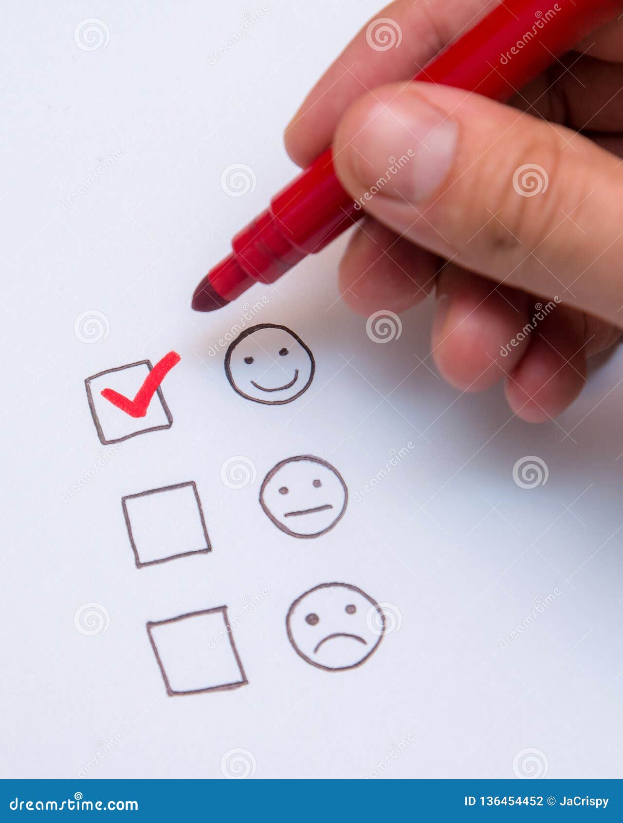 Human Hand, Tick Placed on Excellent Check Box. Customer Service ...