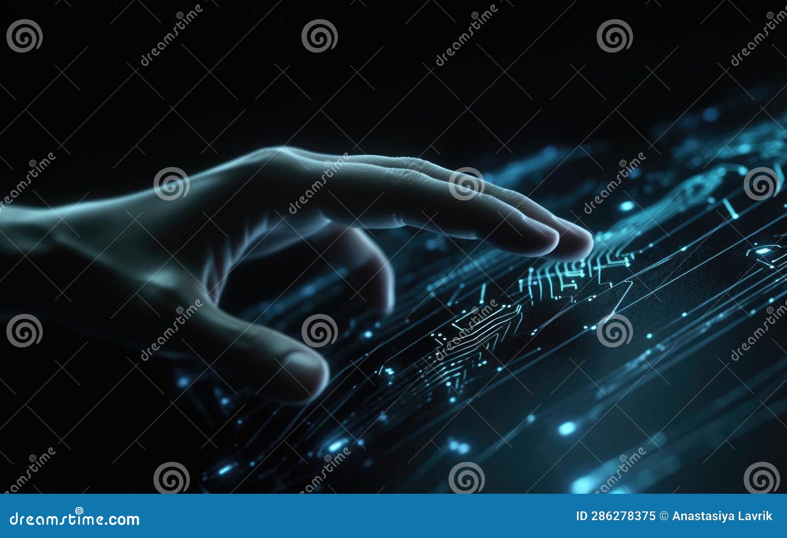 Human Hand Touch Hud Interface . Security of Digital Screen with ...