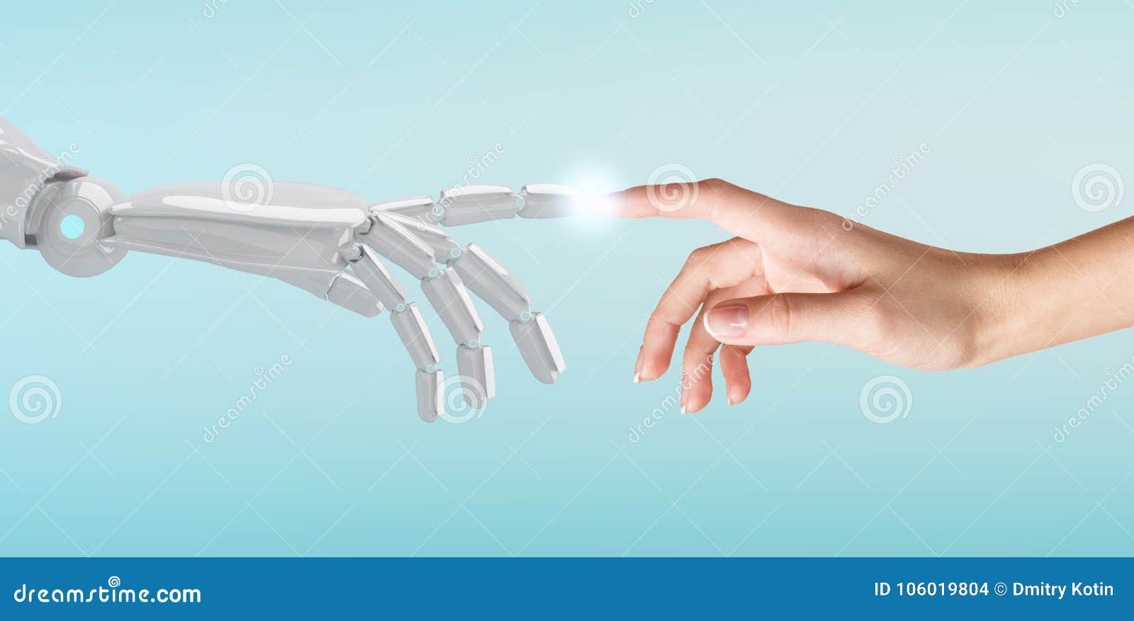 Human Hand Touching an Android Hand. Stock Photo - Image of cyber ...