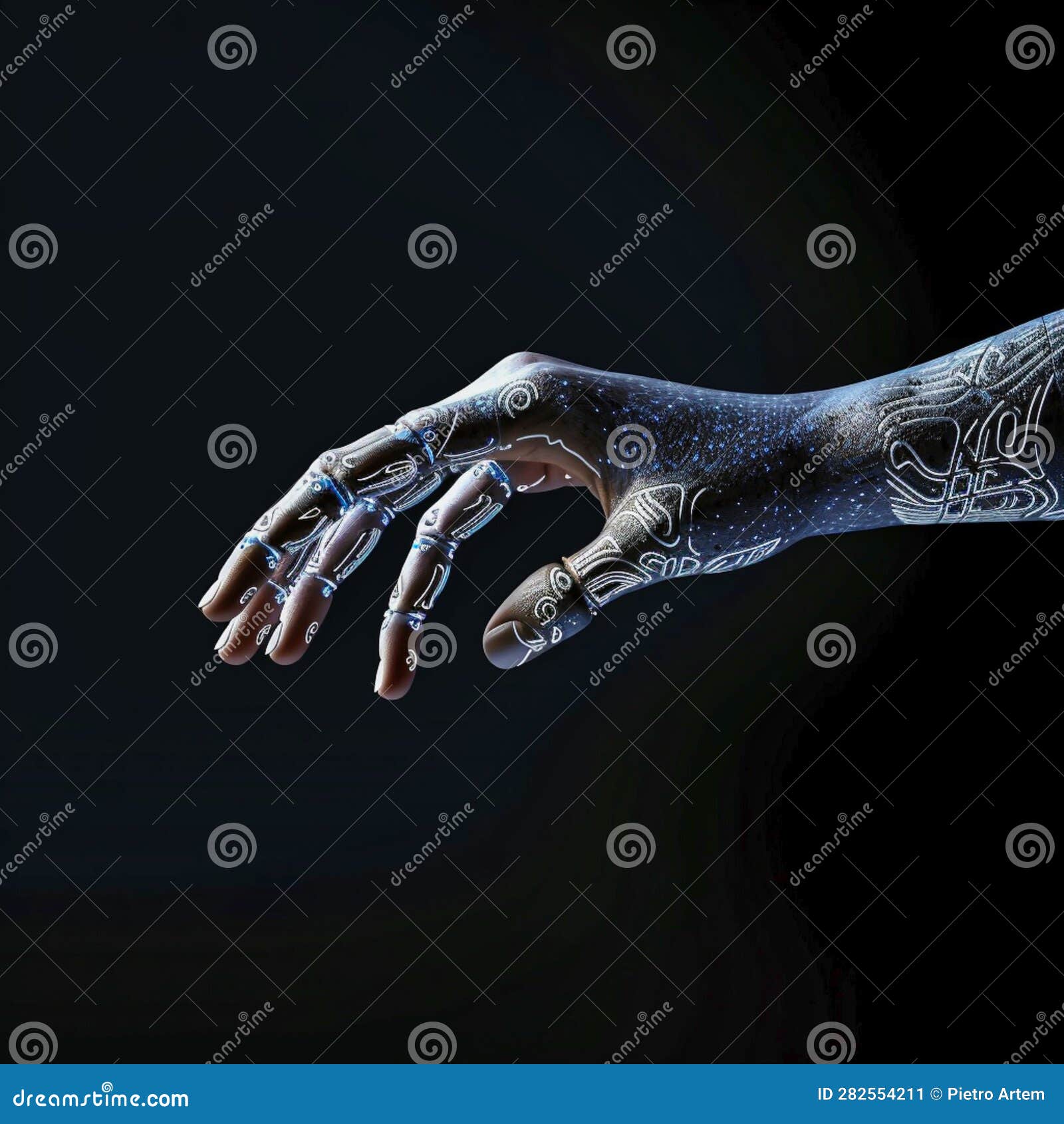 Human Hand Touching Artificial Intelligence Hand, Generative AI Stock ...