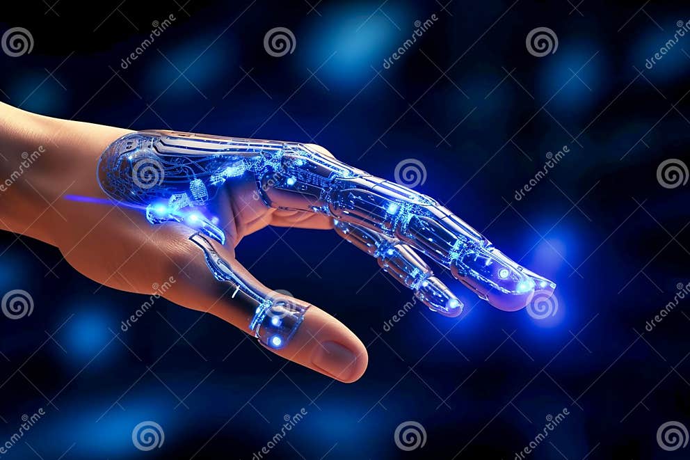 Human Hand Touching Artificial Intelligence Hand, Generative AI Stock ...